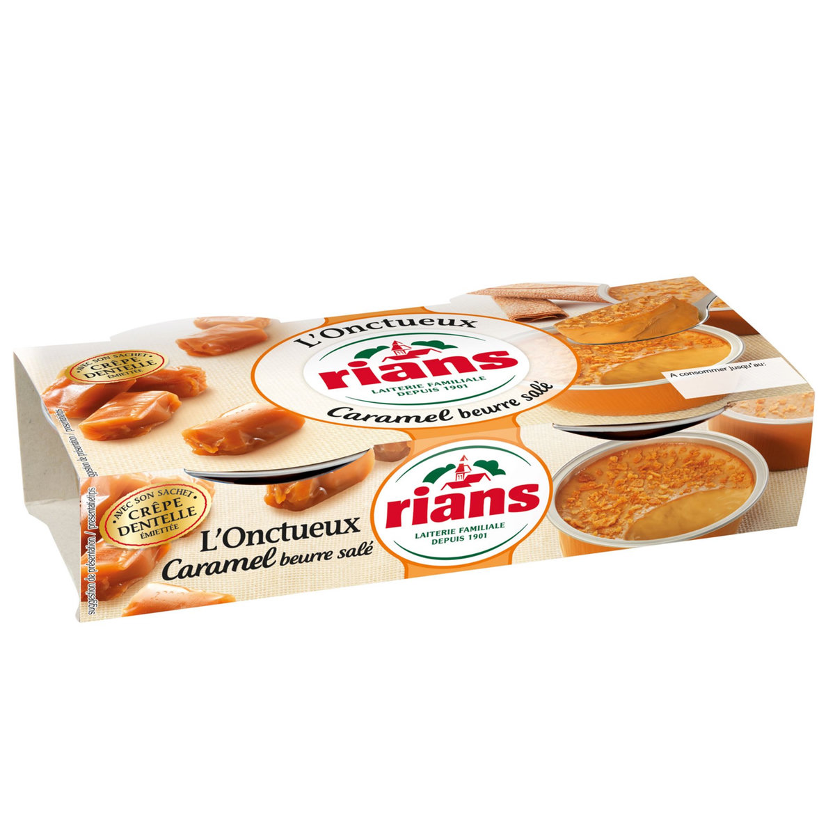 RIANS Dessert l'onctueux crème au caramel et beurre salé 2x90g pas cher ...