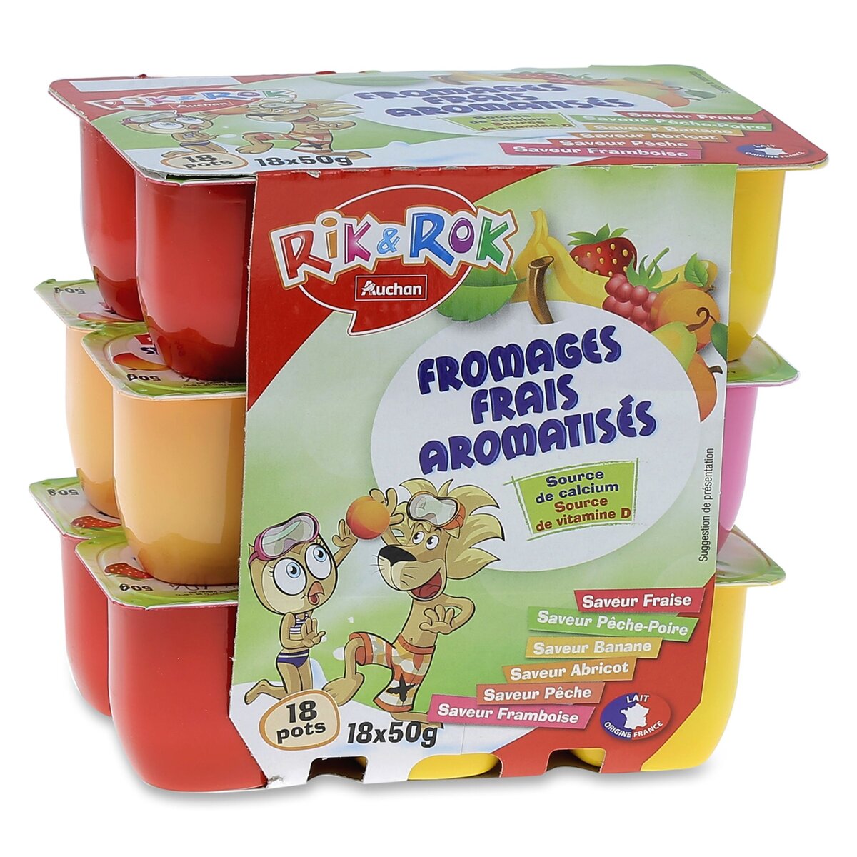 RIK ET ROK AUCHAN Rik&Rok Fromage frais aromatisé aux fruits 18x50g ...