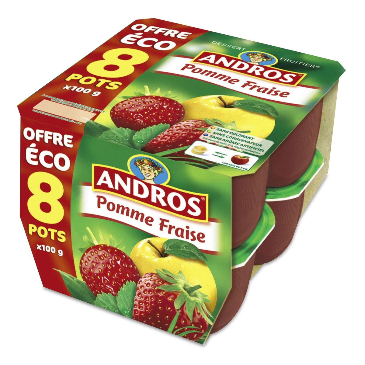 ANDROS Andros pomme fraise 8x100g offre éco pas cher - Auchan.fr