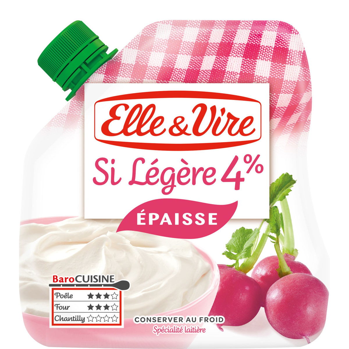 ELLE ET VIRE Elle & Vire crème fraîche épaisse légère 4%mg -322g pas ...