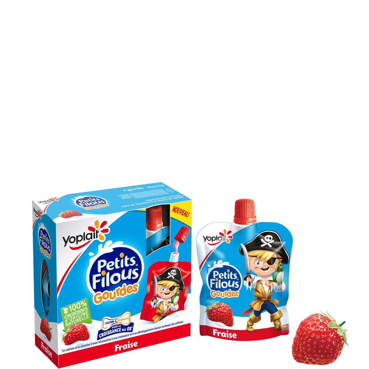 PETITS FILOUS Petits Filous gourde à la fraise 4x70g pas cher - Auchan.fr