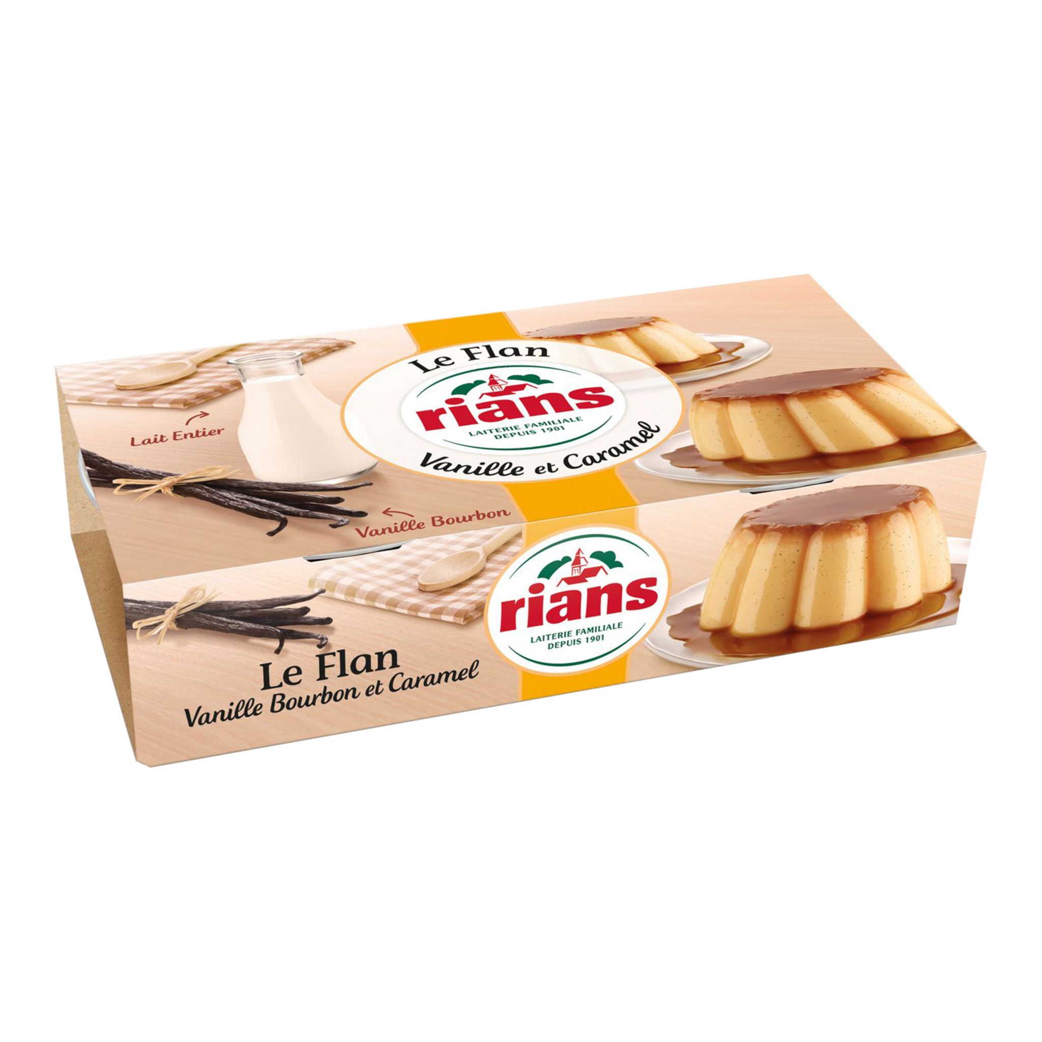 RIANS Dessert le flan vanille Bourbon et caramel 2x115g pas cher ...