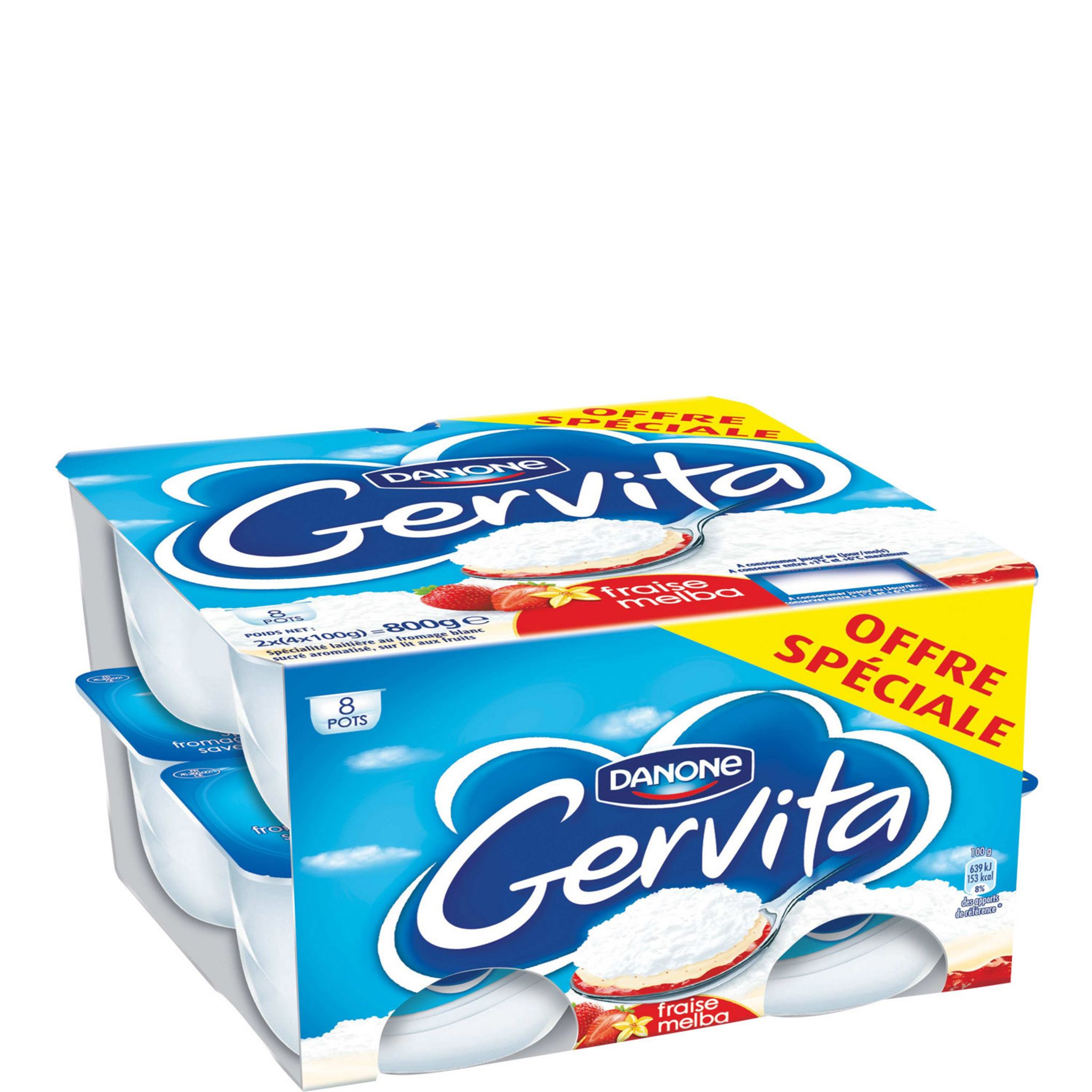 GERVITA Spécialité laitière saveur vanille sur lit de fraises 8x100g ...