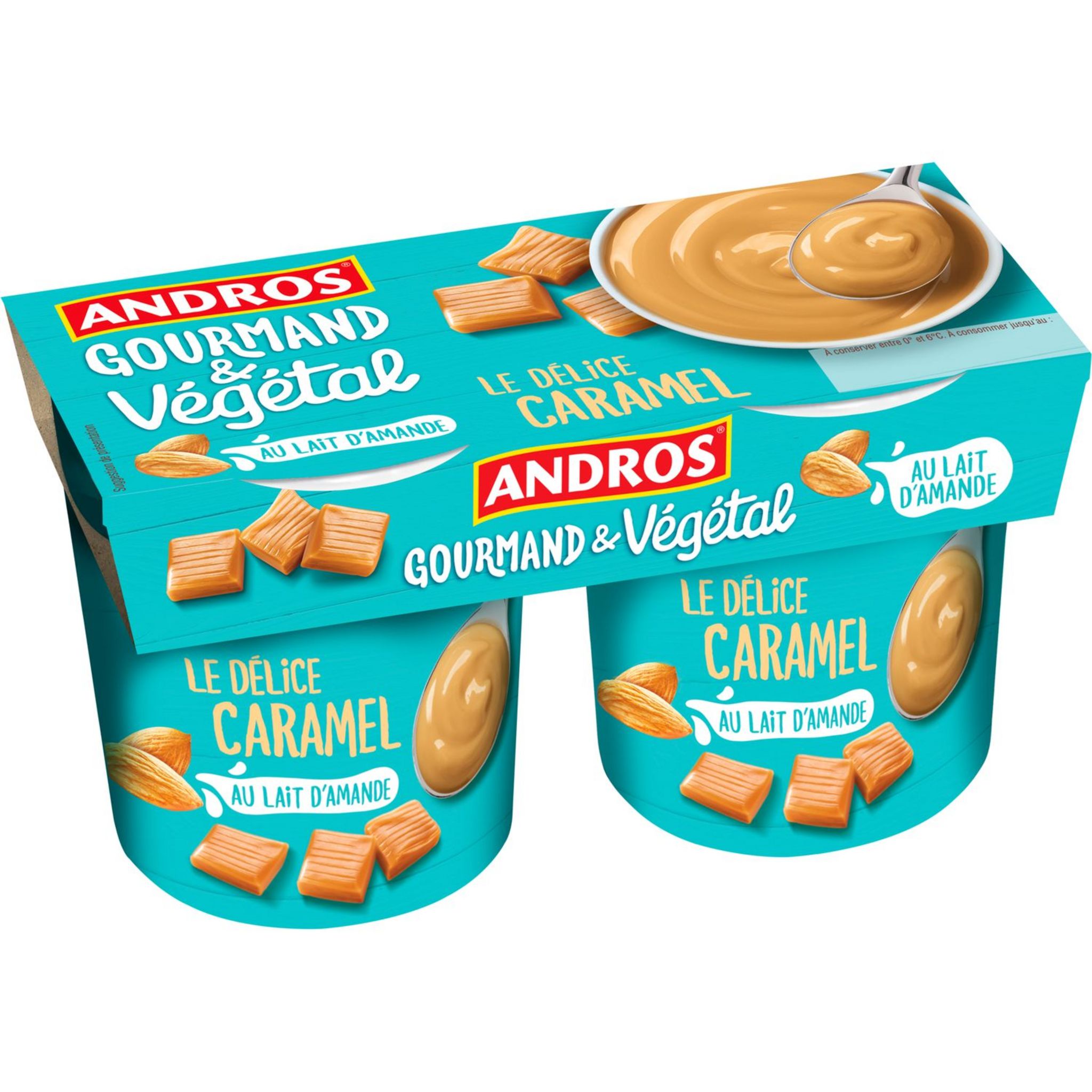 ANDROS Dessert végétal au caramel 2x120g pas cher - Auchan.fr