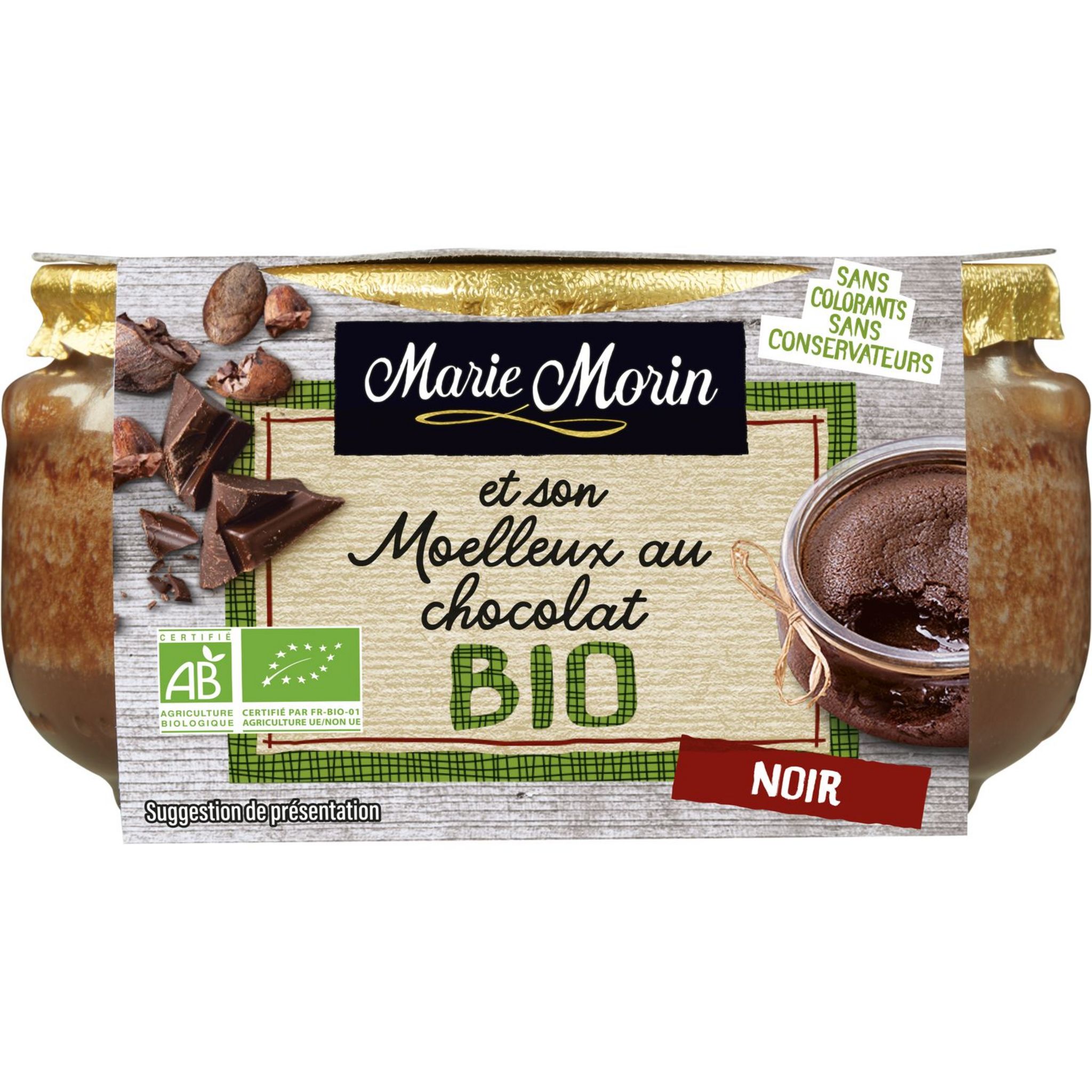 MARIE MORIN Dessert moelleux au chocolat noir bio 120g pas cher - Auchan.fr