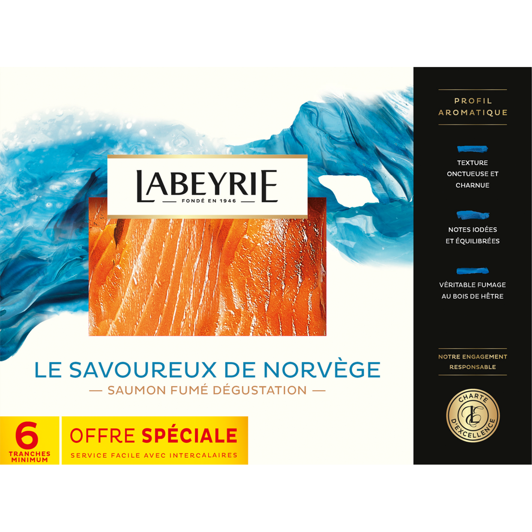 LABEYRIE Saumon fumé de Norvège dégustation tranché 6 tranches 235g pas ...