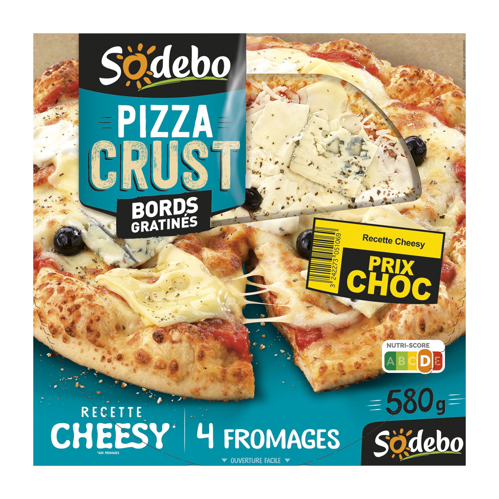 SODEBO Pizza crust 4 fromages bords gratinés 580g pas cher - Auchan.fr