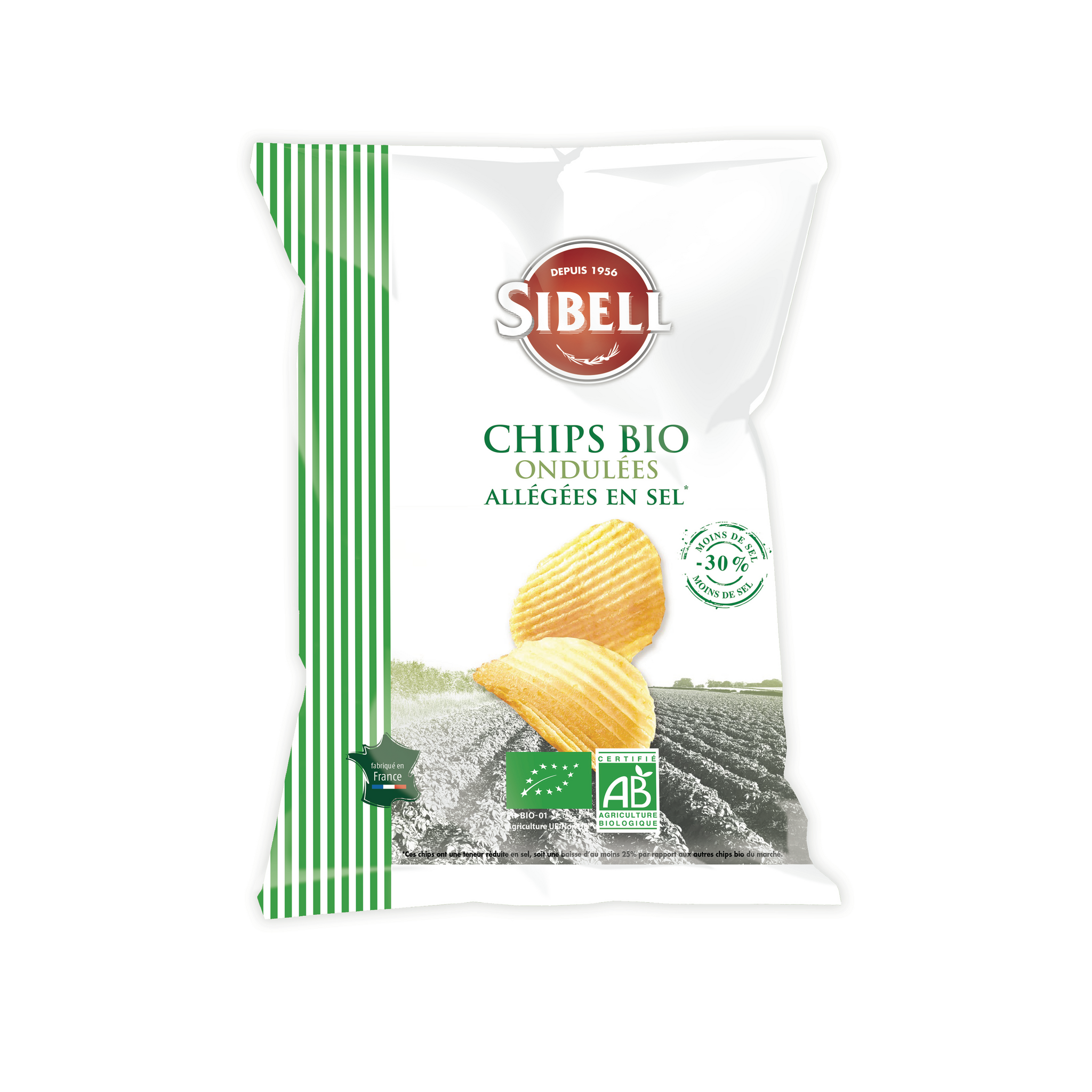 SIBELL Chip ondulées allégées en sel bio 130g pas cher - Auchan.fr