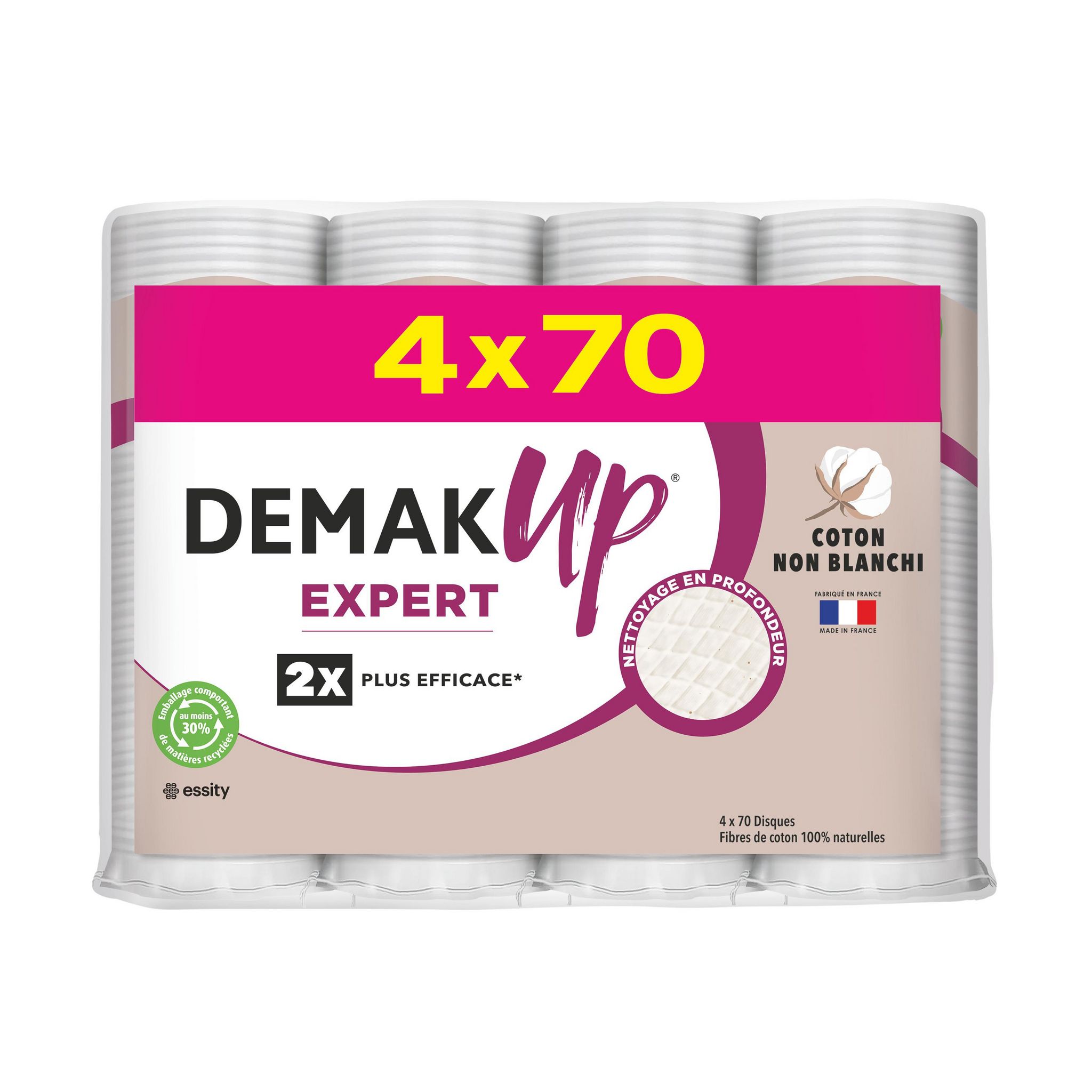 DEMAK'UP Expert coton disque à démaquiller 4x70 cotons pas cher - Auchan.fr
