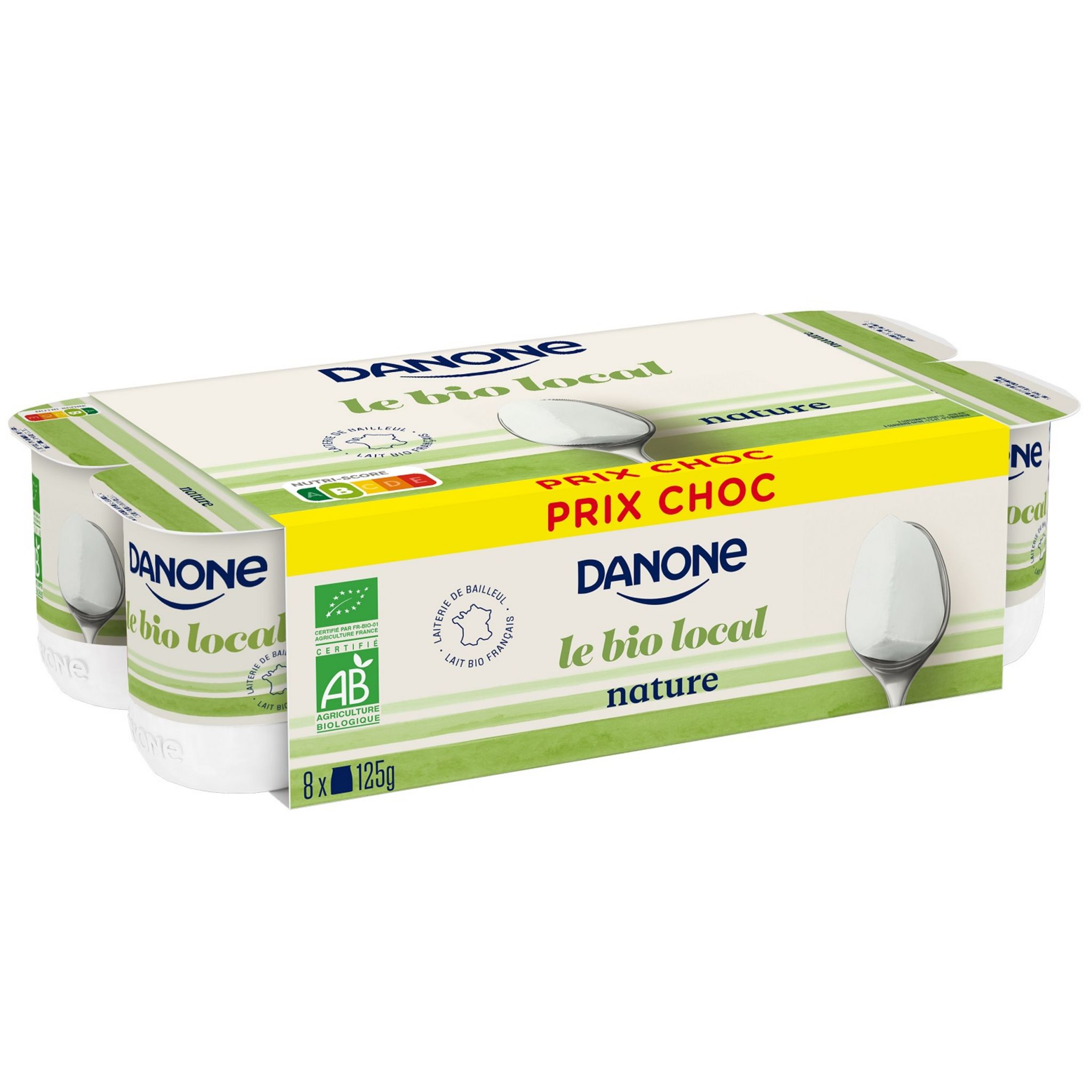 DANONE Le Bio local Yaourt nature 8x125g pas cher - Auchan.fr