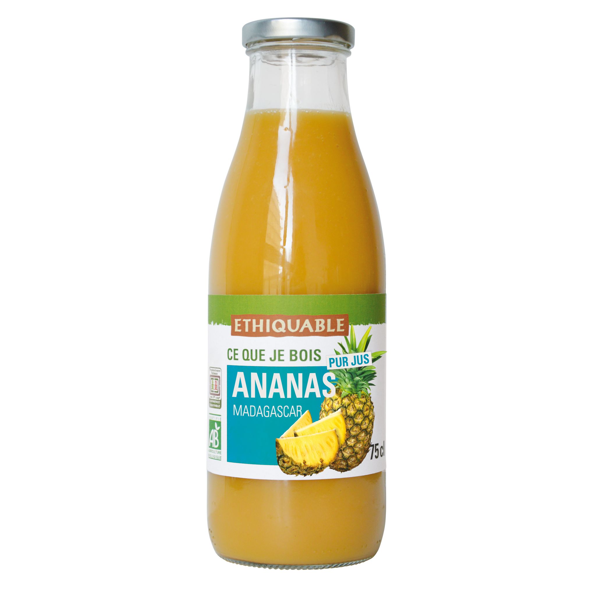 ETHIQUABLE Pur jus d'ananas bio 75cl pas cher - Auchan.fr