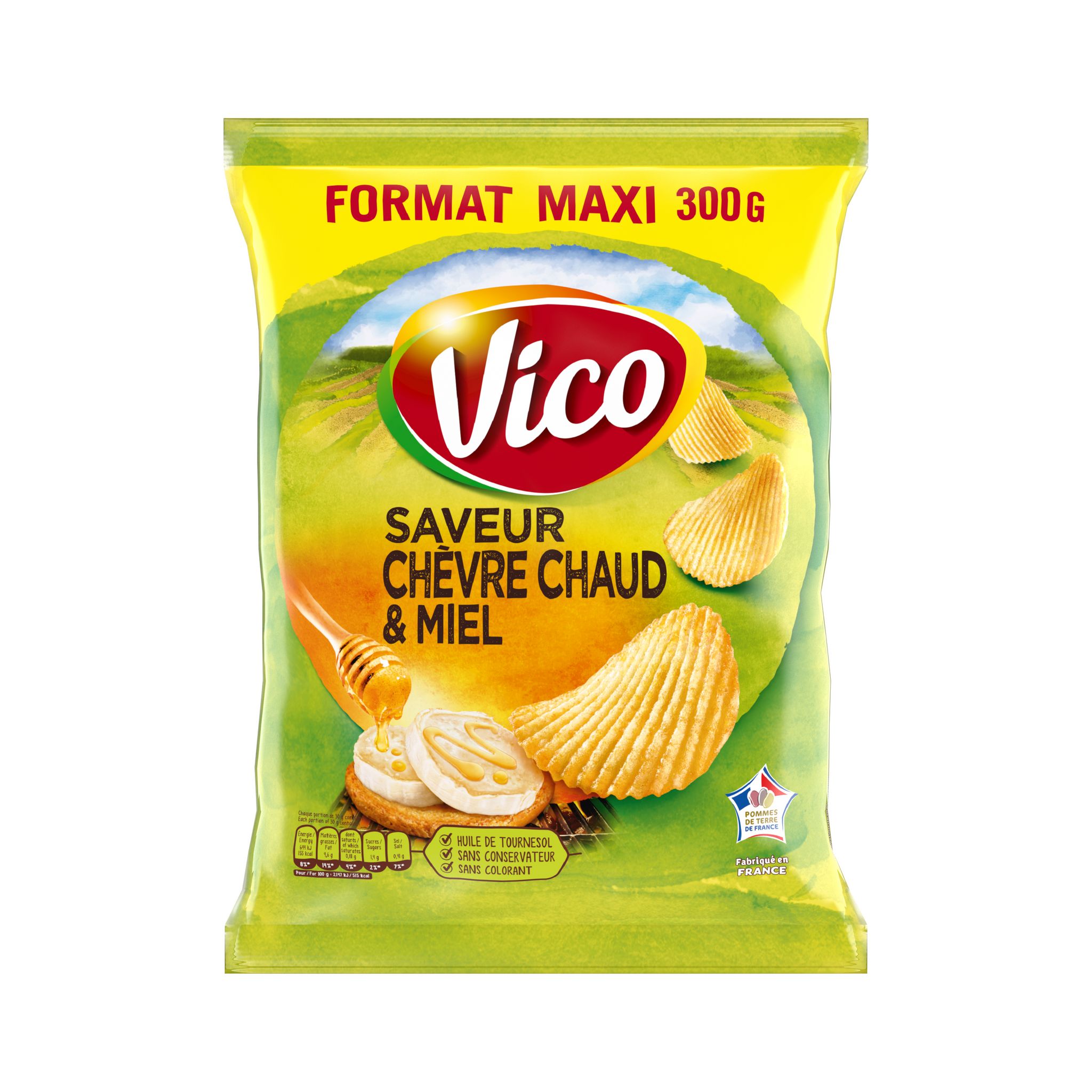VICO Chips ondulées saveur chèvre chaud miel 300g pas cher - Auchan.fr