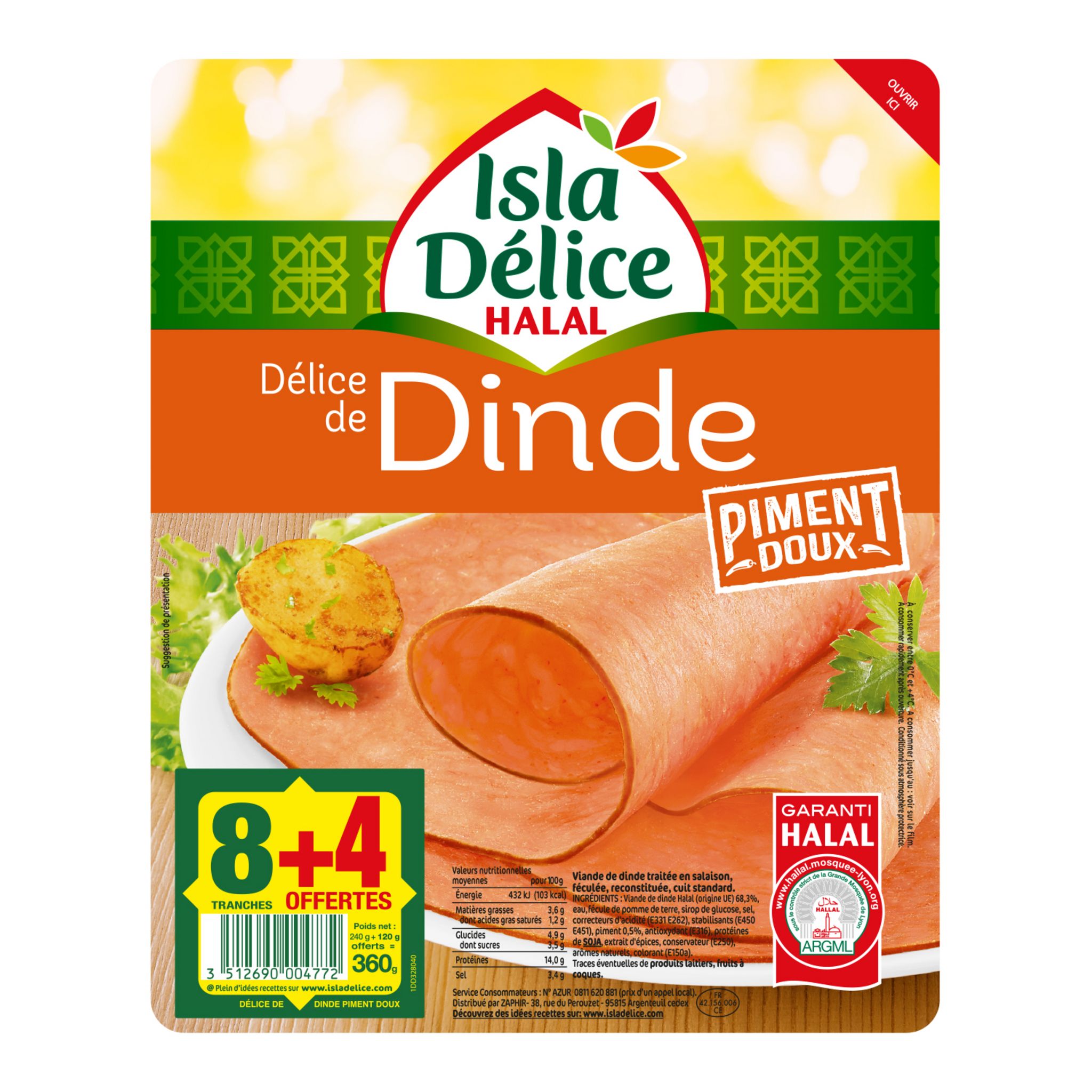 ISLA DELICE Délice de dinde au piment doux 8+4 tranches offertes 360g ...