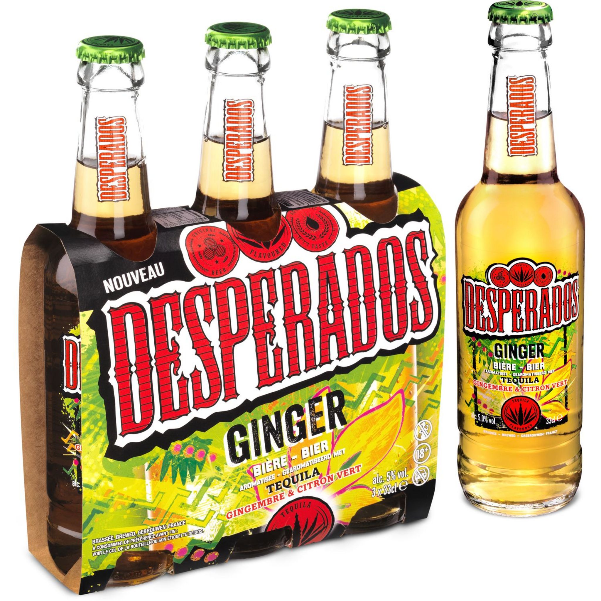 DESPERADOS Bière arôme tequila gingembre citron vert 5% bouteilles ...