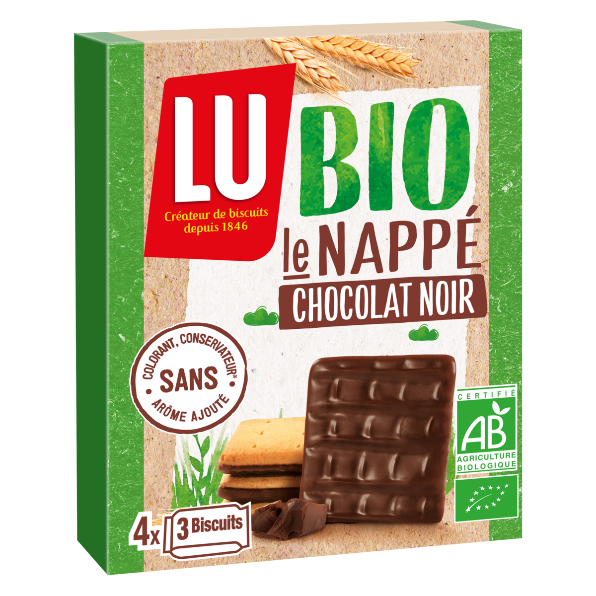 LU Biscuits nappés de chocolat noir bio sachets fraîcheur 4 sachets ...