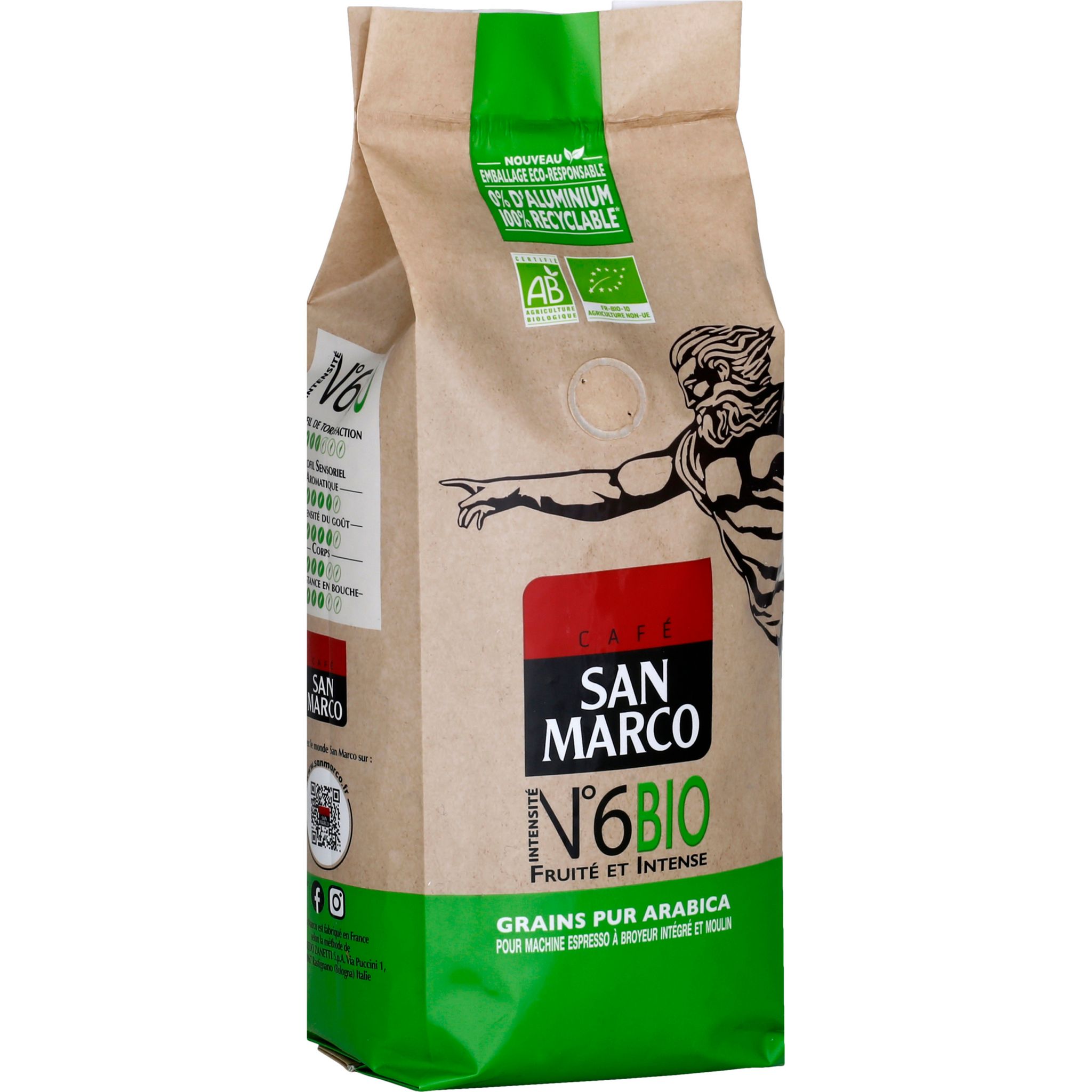 SAN MARCO Café en grains bio pur arabica intensité 6 500g pas cher ...