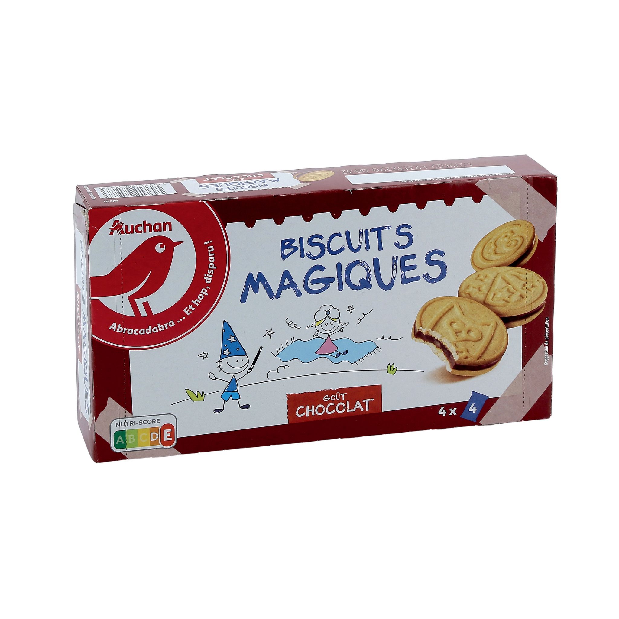 AUCHAN Biscuits magiques goût chocolat 4x4 biscuits 176g pas cher ...
