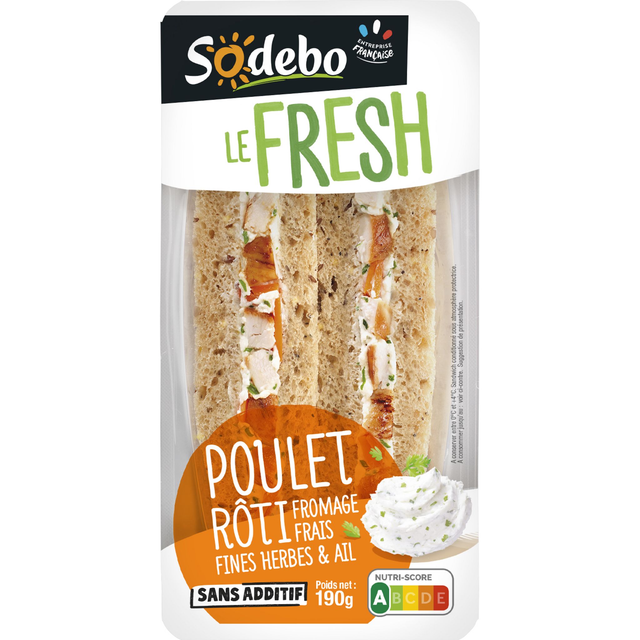 SODEBO Sandwich le fresh poulet 1 portion 190g pas cher - Auchan.fr