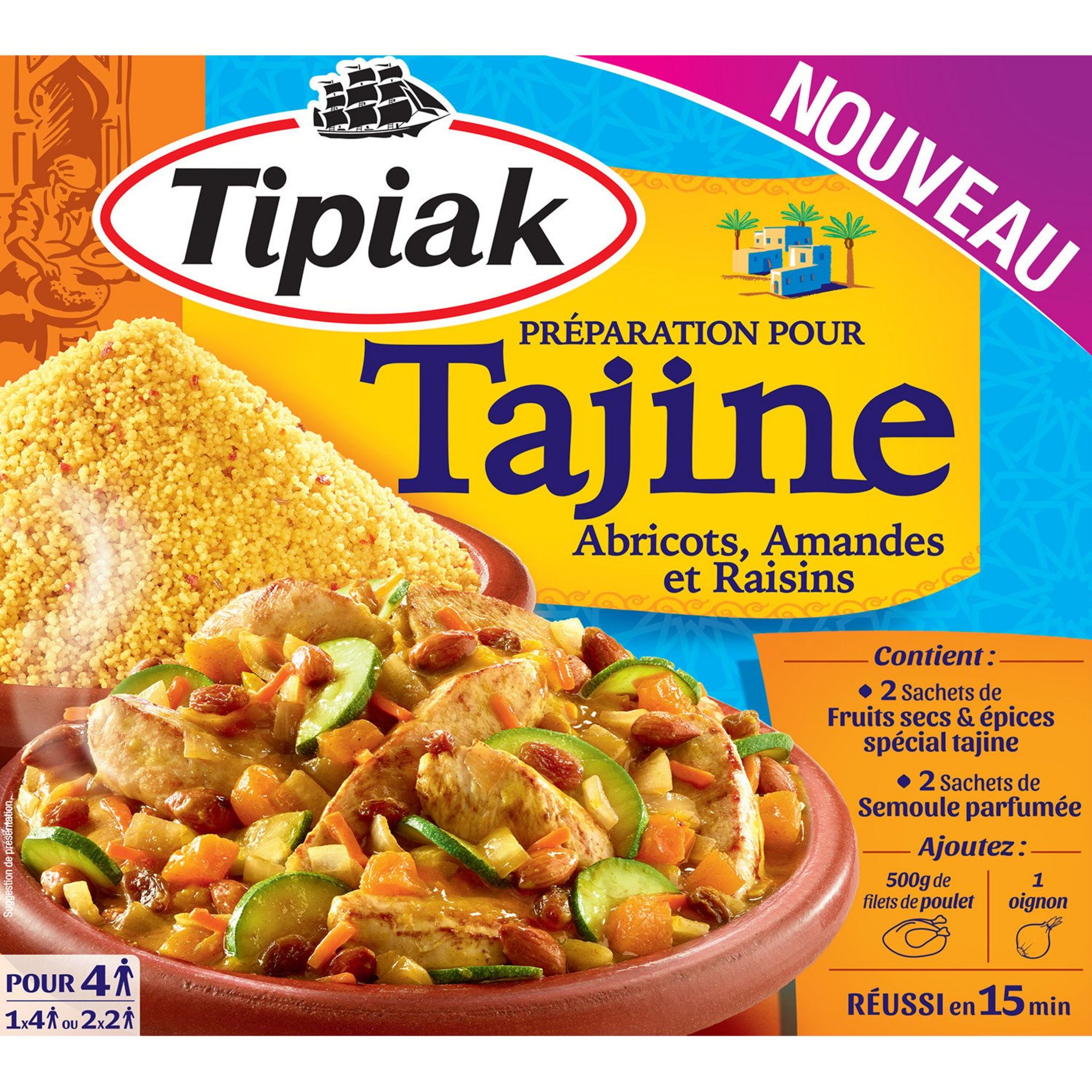 TIPIAK Préparation pour tajine abricots raisins et amandes 2 ou 4 ...