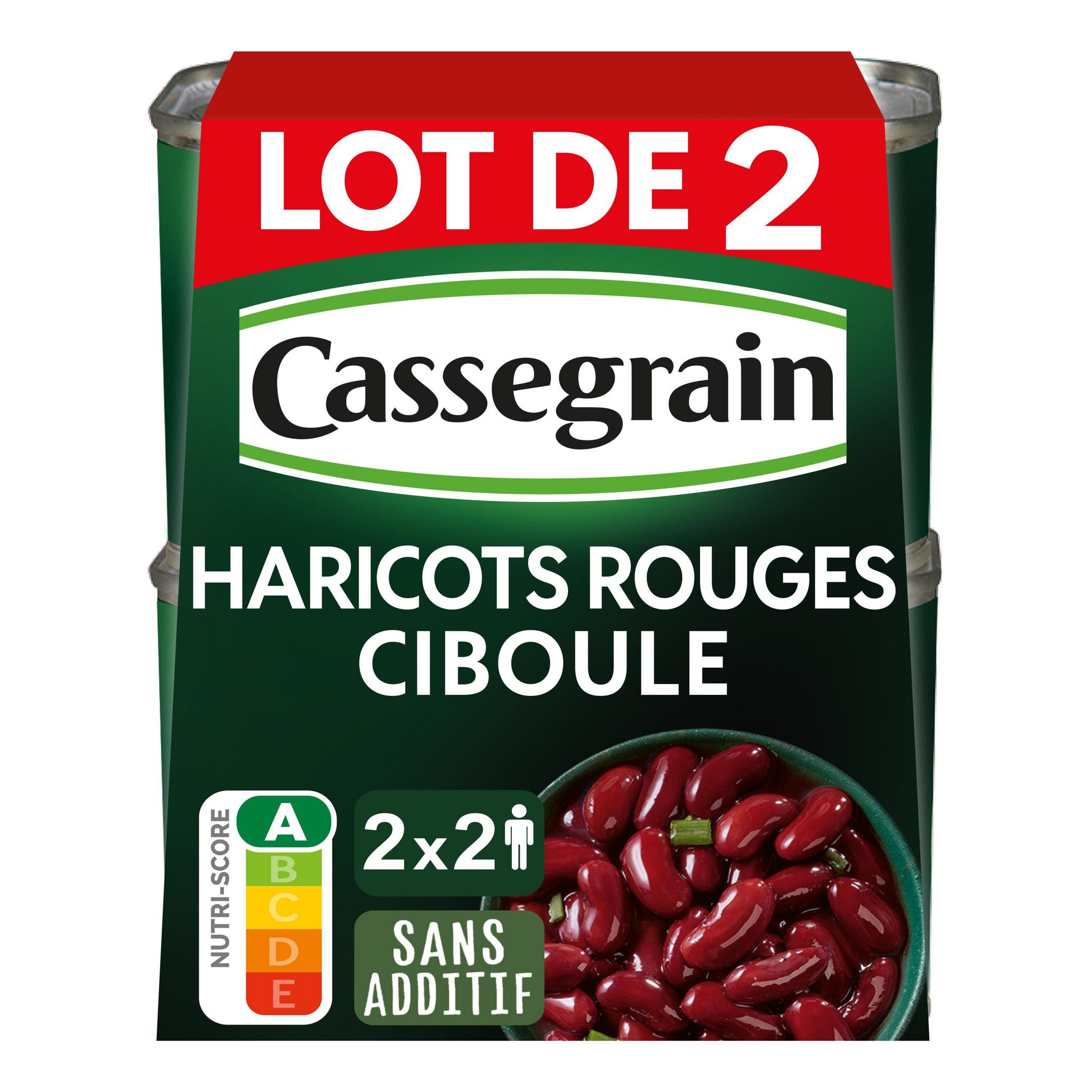 CASSEGRAIN Haricots rouges touche de ciboule & cumin 2x250g pas cher ...
