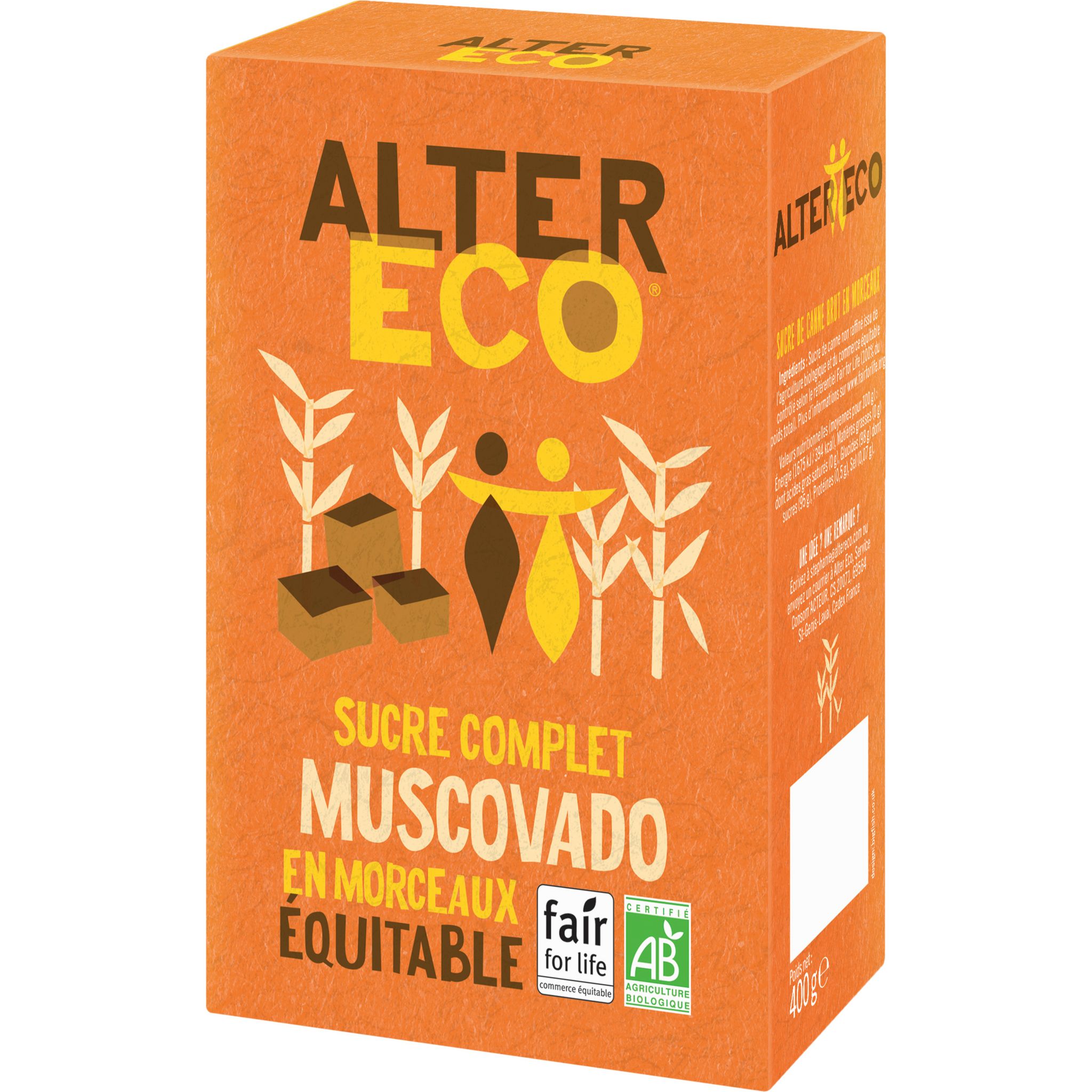 ALTER ECO Sucre complet muscovado bio en morceaux 400g pas cher - Auchan.fr