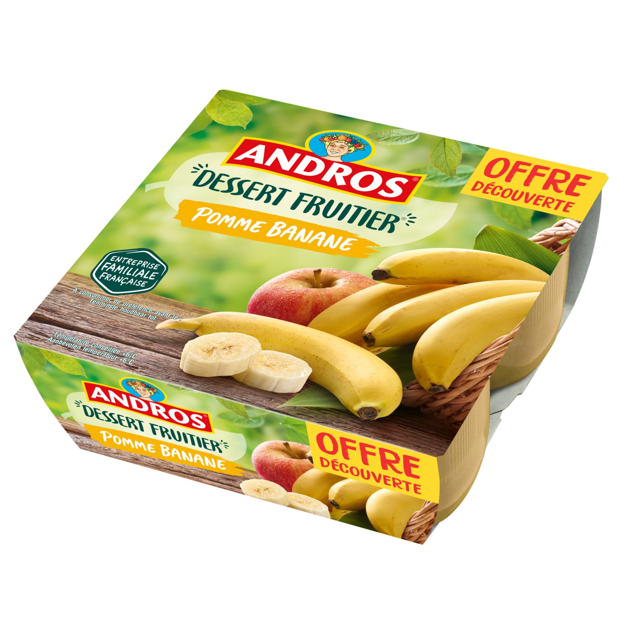 ANDROS Dessert fruitier pomme banane 4x100g pas cher - Auchan.fr