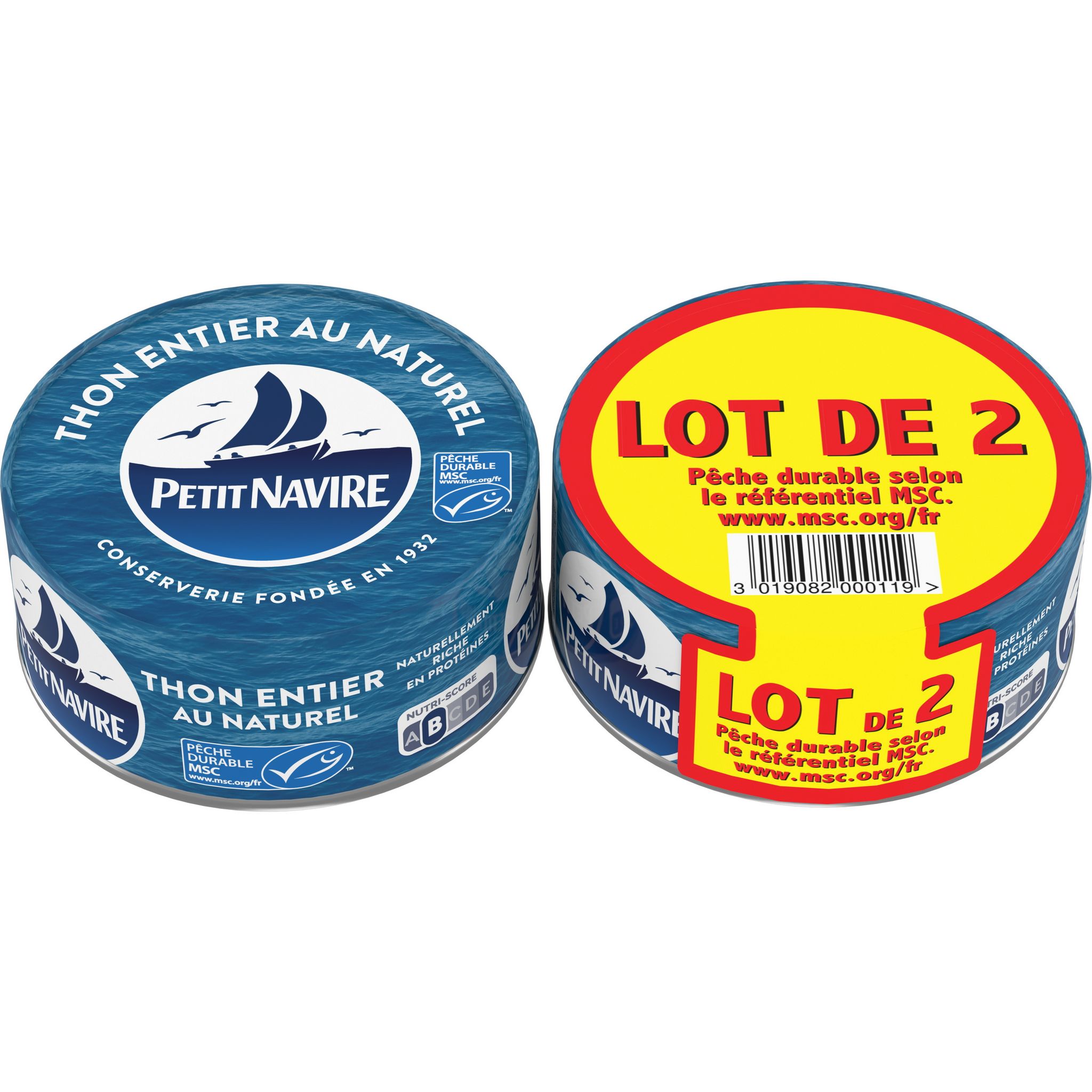PETIT NAVIRE Thon entier au naturel lot de 2 2x112g pas cher - Auchan.fr