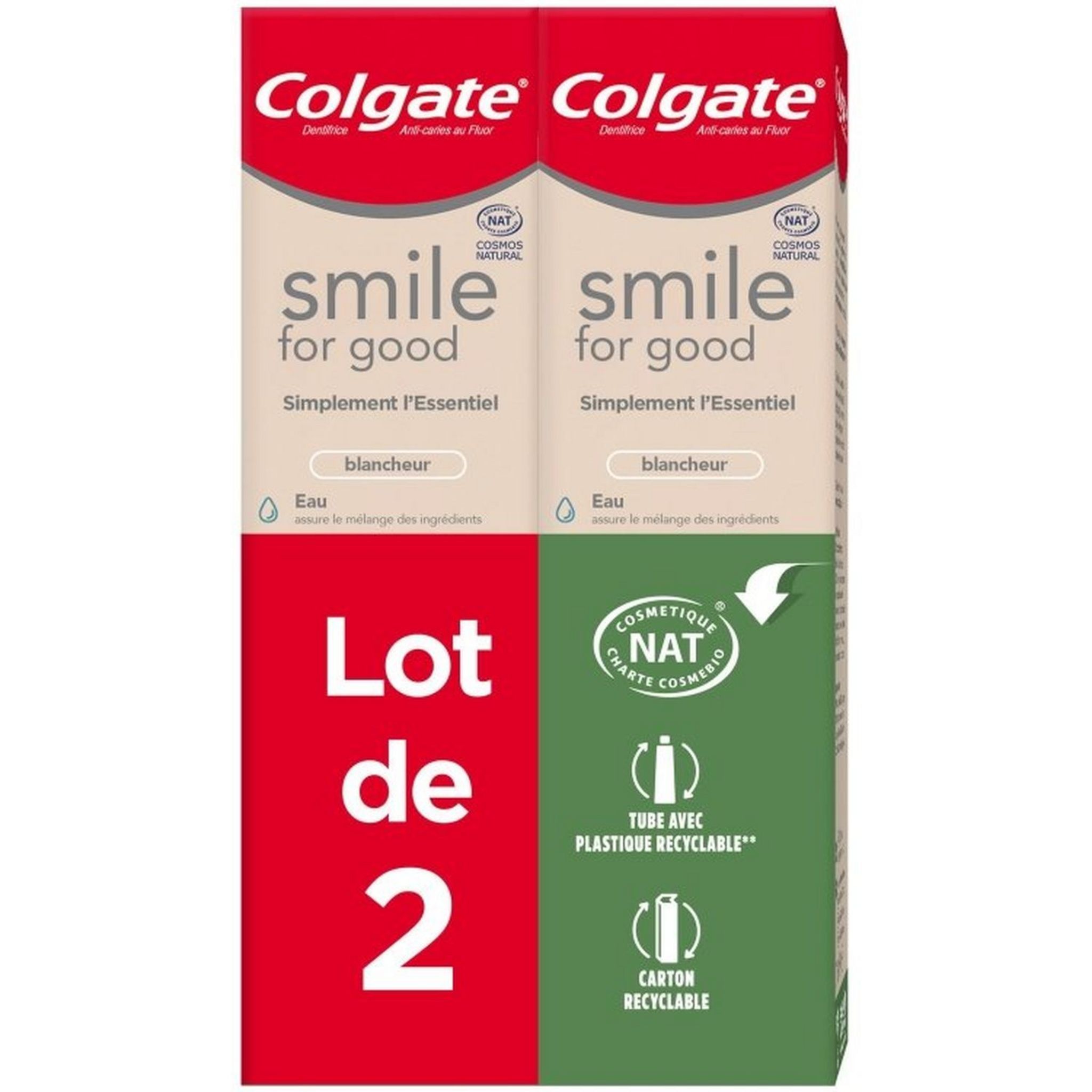 COLGATE Smile for good Dentifrice essentiel blancheur 2x75ml pas cher ...