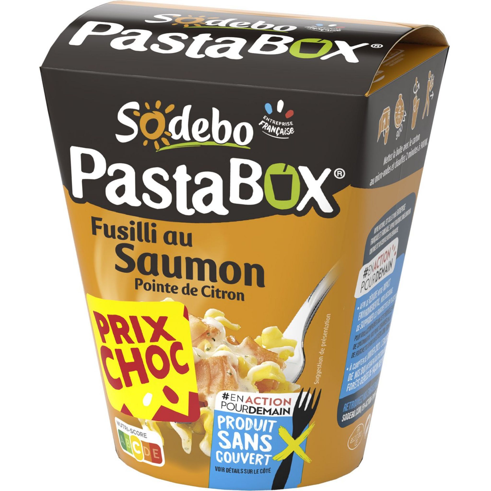 SODEBO Pasta Box Fusilli au saumon pointe de citron 280g pas cher ...