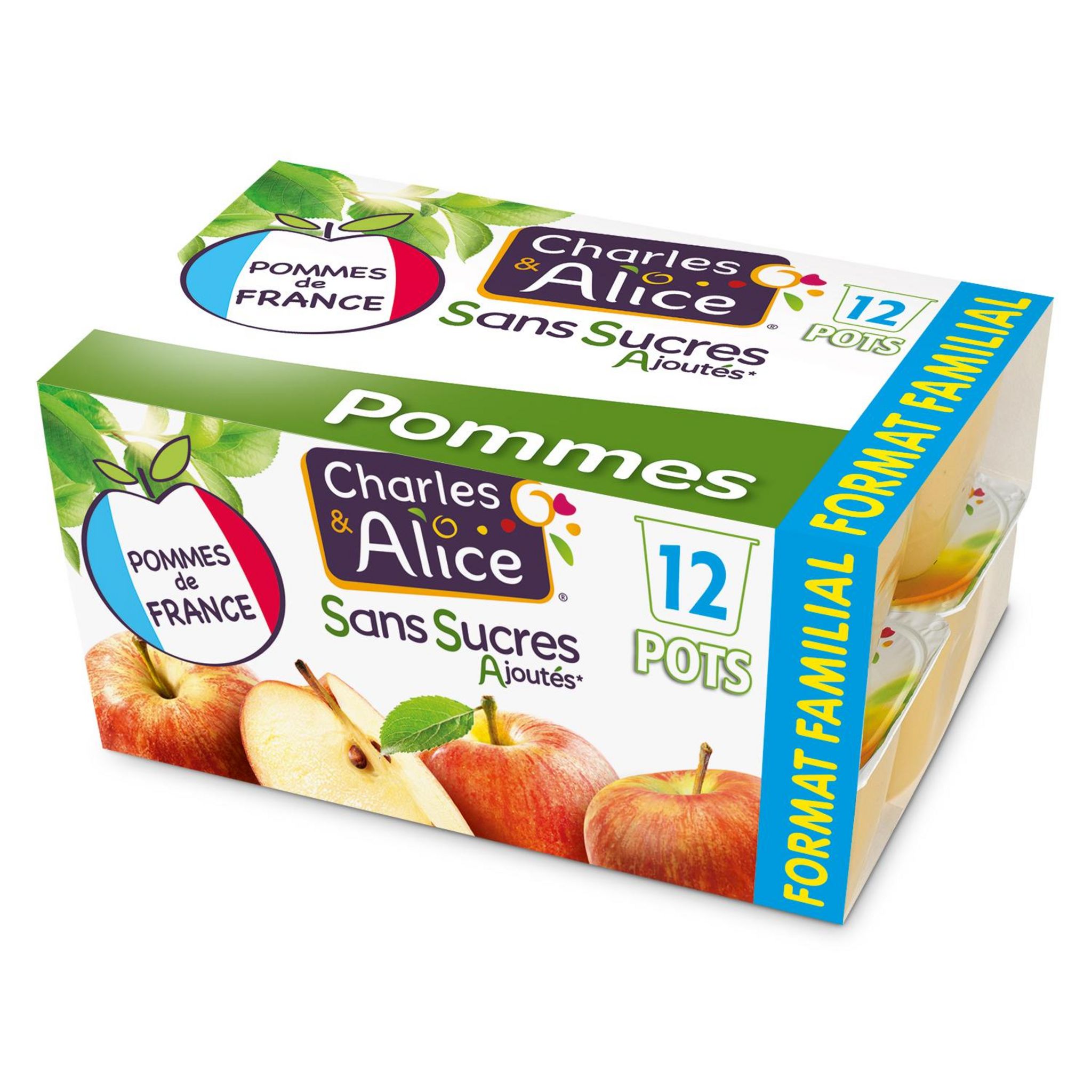 CHARLES & ALICE Spécialité pomme sans sucres ajoutés 12x100g pas cher ...
