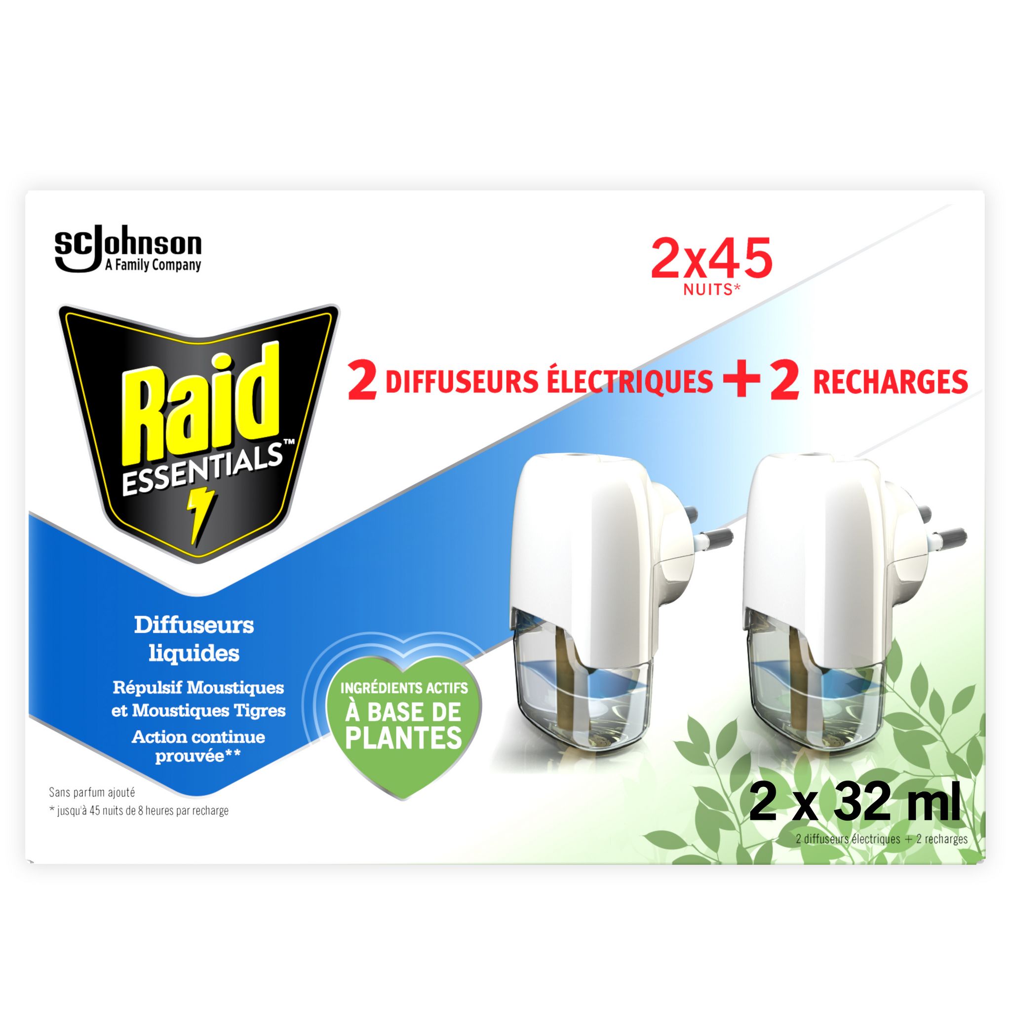 RAID Diffuseur liquide électrique répulsifs moustiques 2 diffuseurs + 2 ...