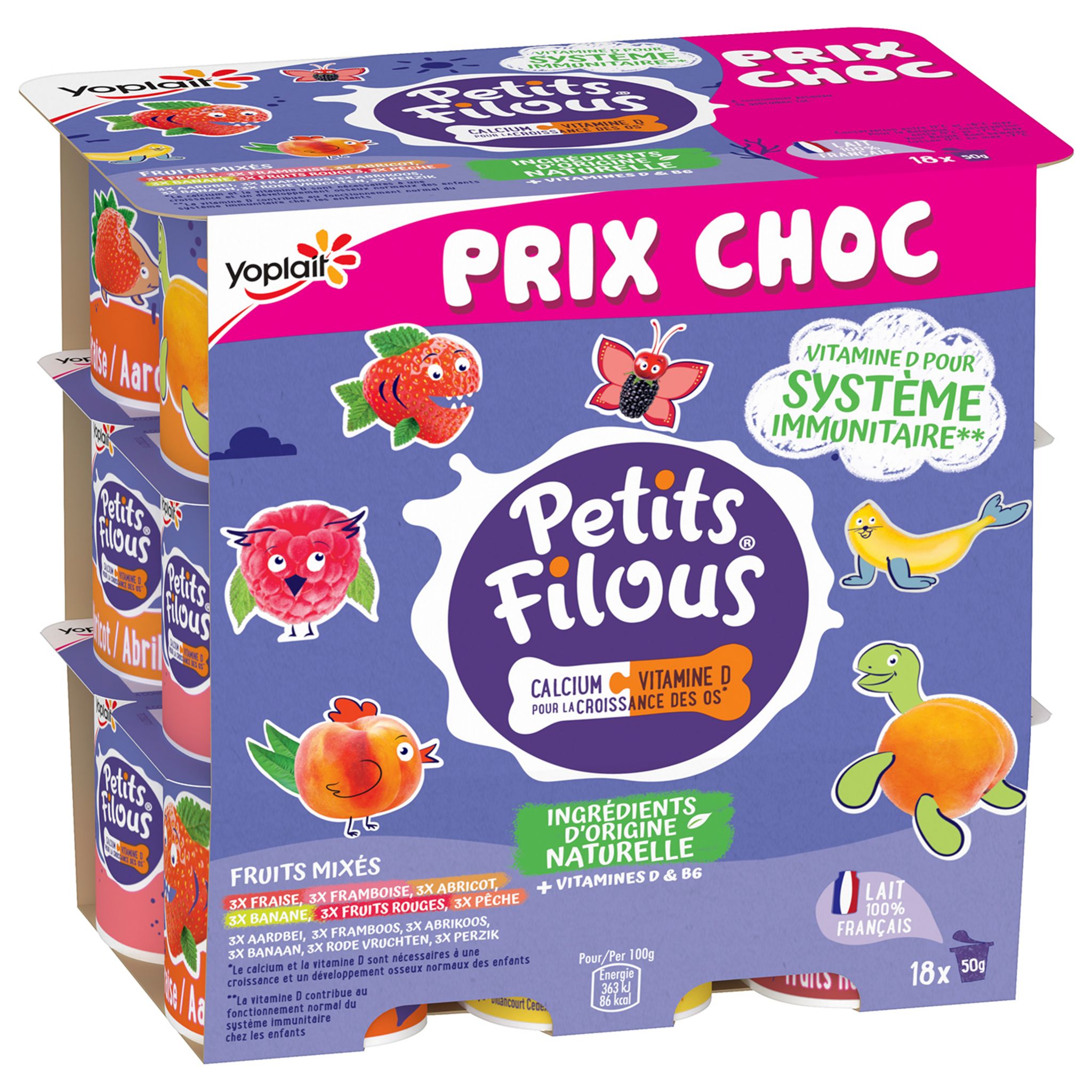 PETITS FILOUS Yaourts aux fruits mixés 18x50g pas cher - Auchan.fr