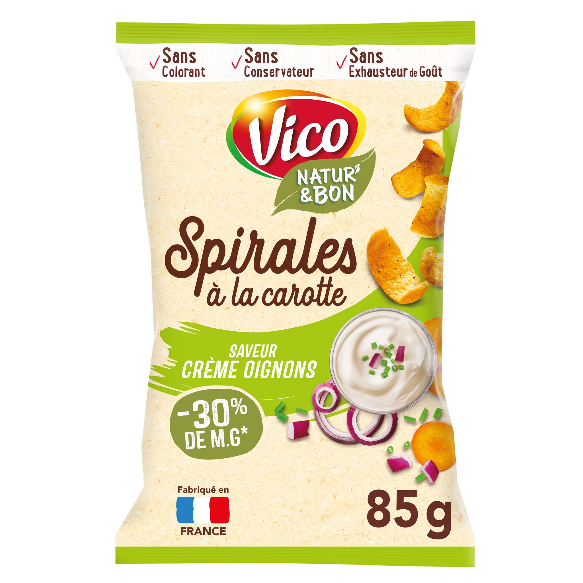 VICO Spirales à la carotte saveur crème oignons 85g pas cher - Auchan.fr