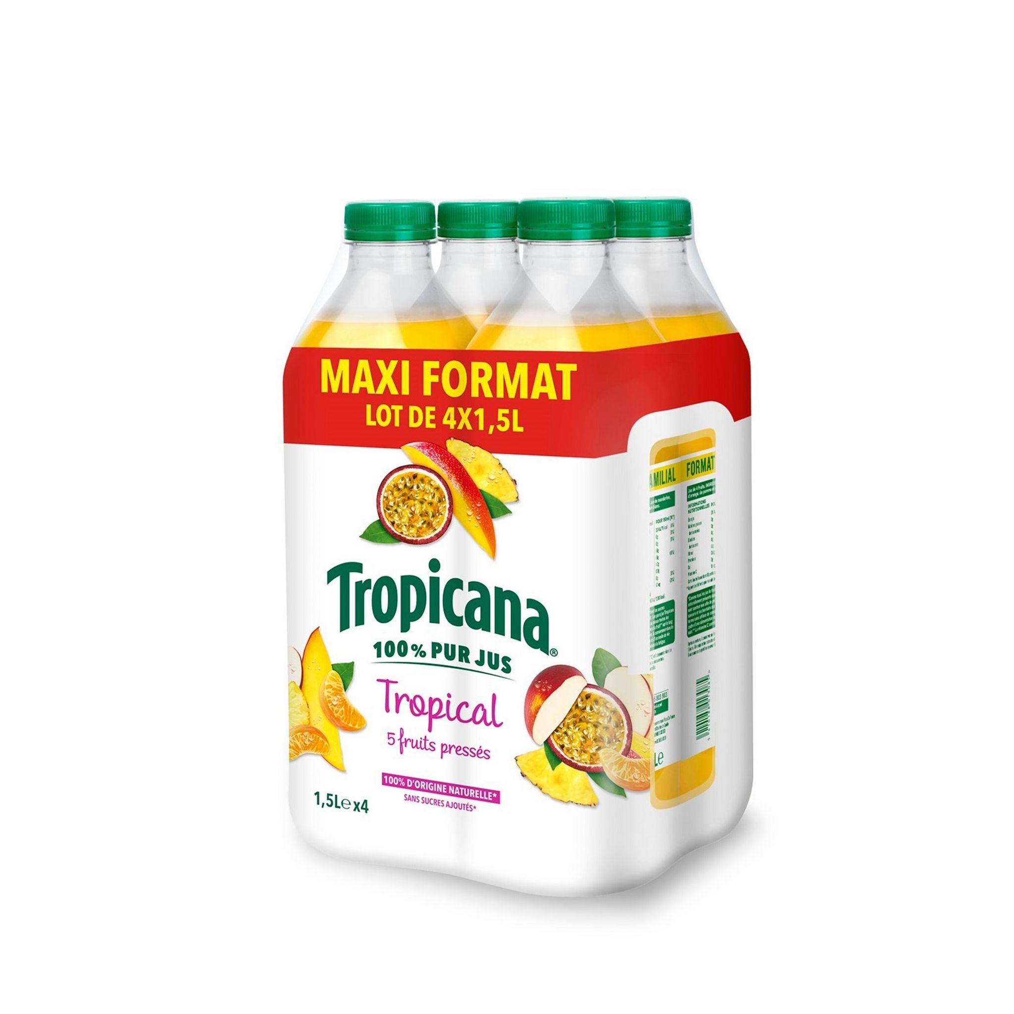 TROPICANA Pur jus 100% fruits pressés multifruits tropical 4x1.5l pas ...