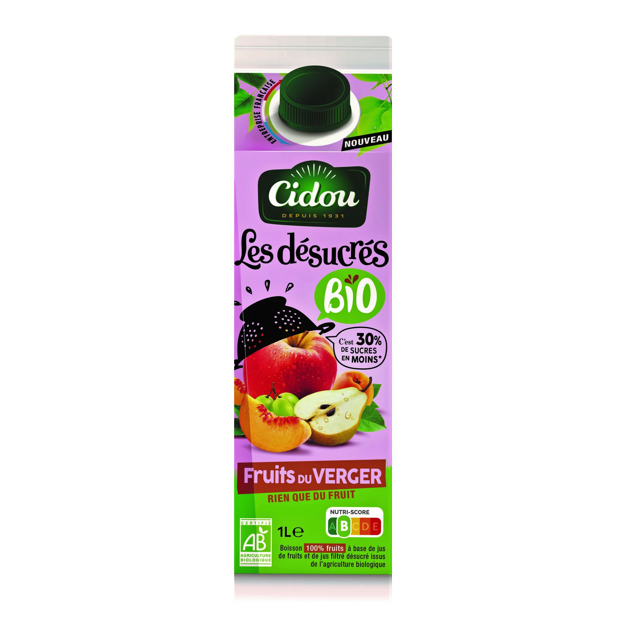 CIDOU Pur jus fruits du verger bio 30% de sucre en moins 1l pas cher ...