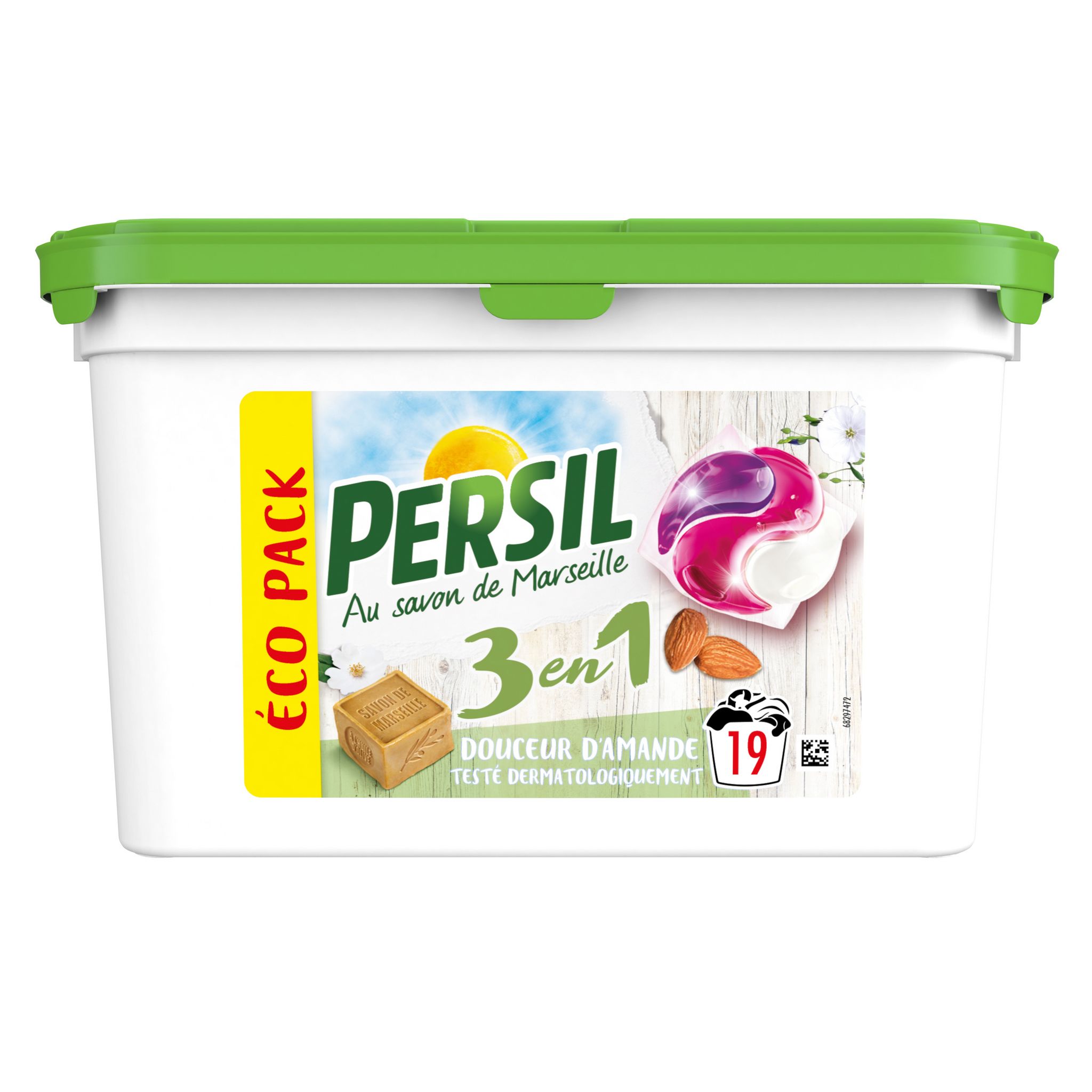 PERSIL Lessives capsules 3 en 1 douceur d'amande au savon de Marseille ...