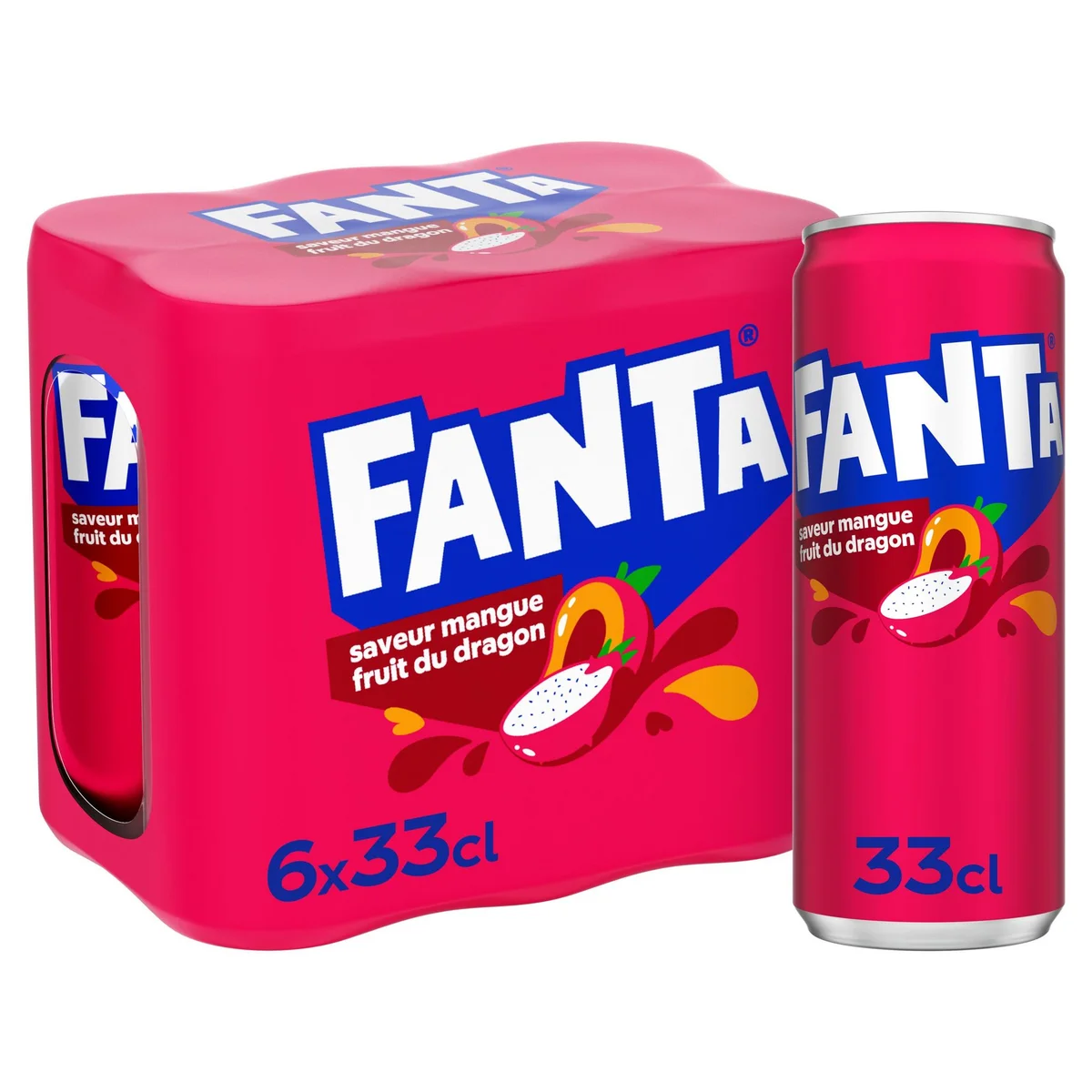 FANTA Boisson gazeuse aromatisée mangue et fruit du dragon boîte 6x33cl ...
