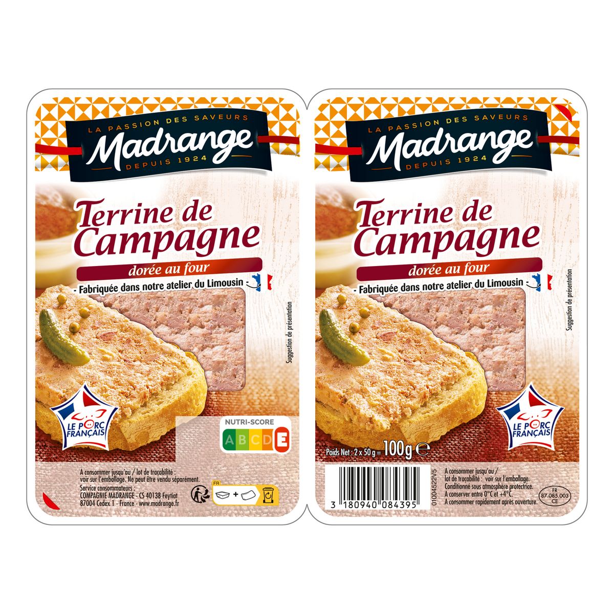 MADRANGE Terrine de campagne 2x50g pas cher - Auchan.fr