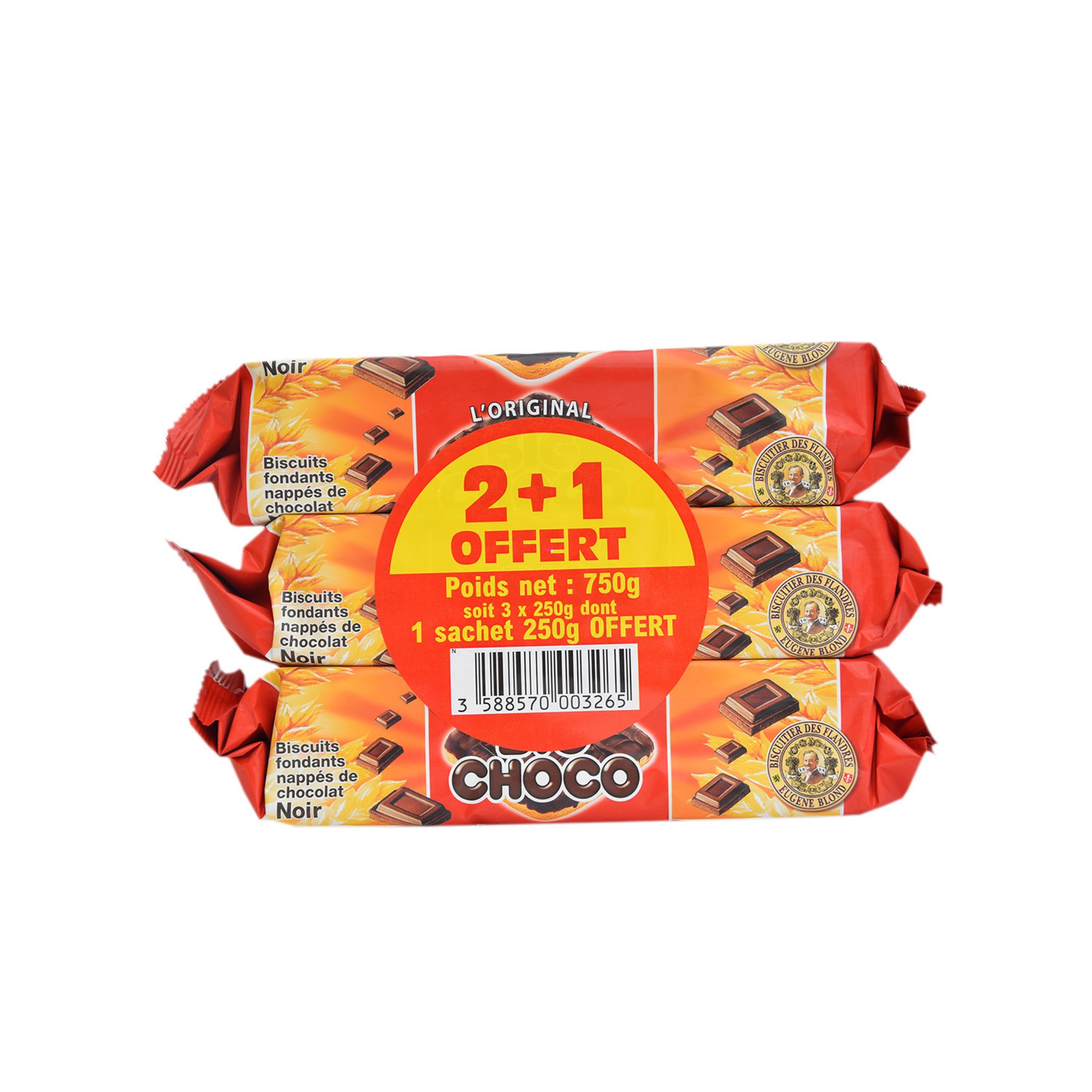 BIG CHOCO Biscuits fondants nappés de chocolat noir 2+1 offert 3x250g ...