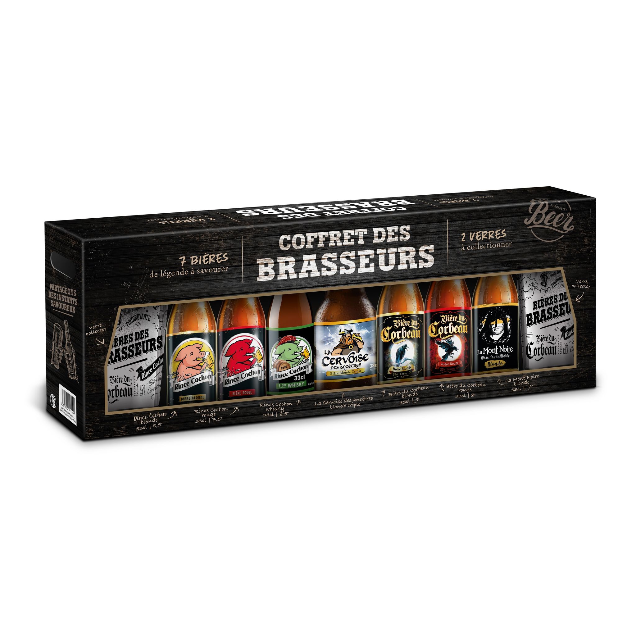 Coffret des brasseurs bières bouteilles +2 verres 7x33cl pas cher ...