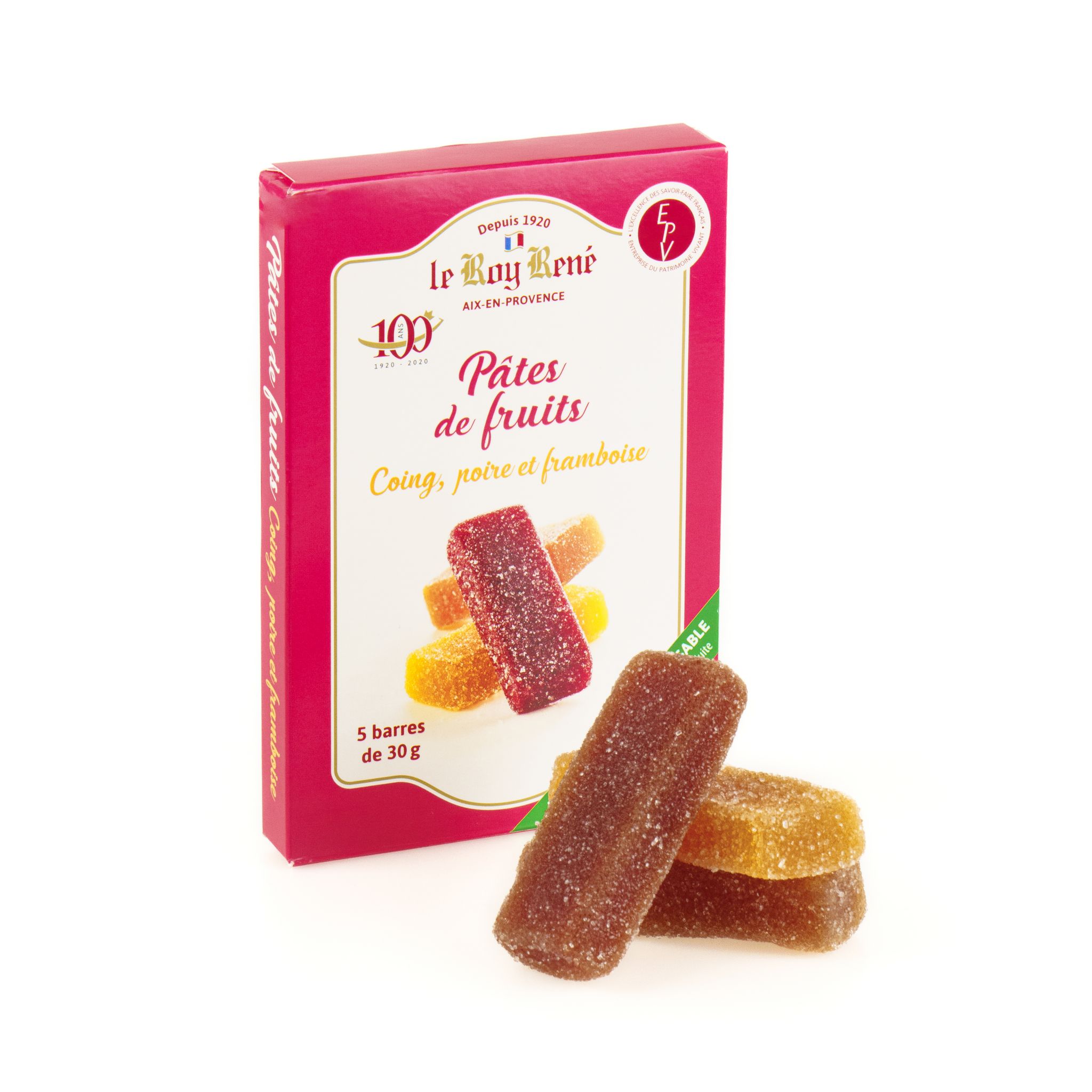 ROY RENE Pâtes de fruits goûts going poire et framboise 5 barres 5x30g ...