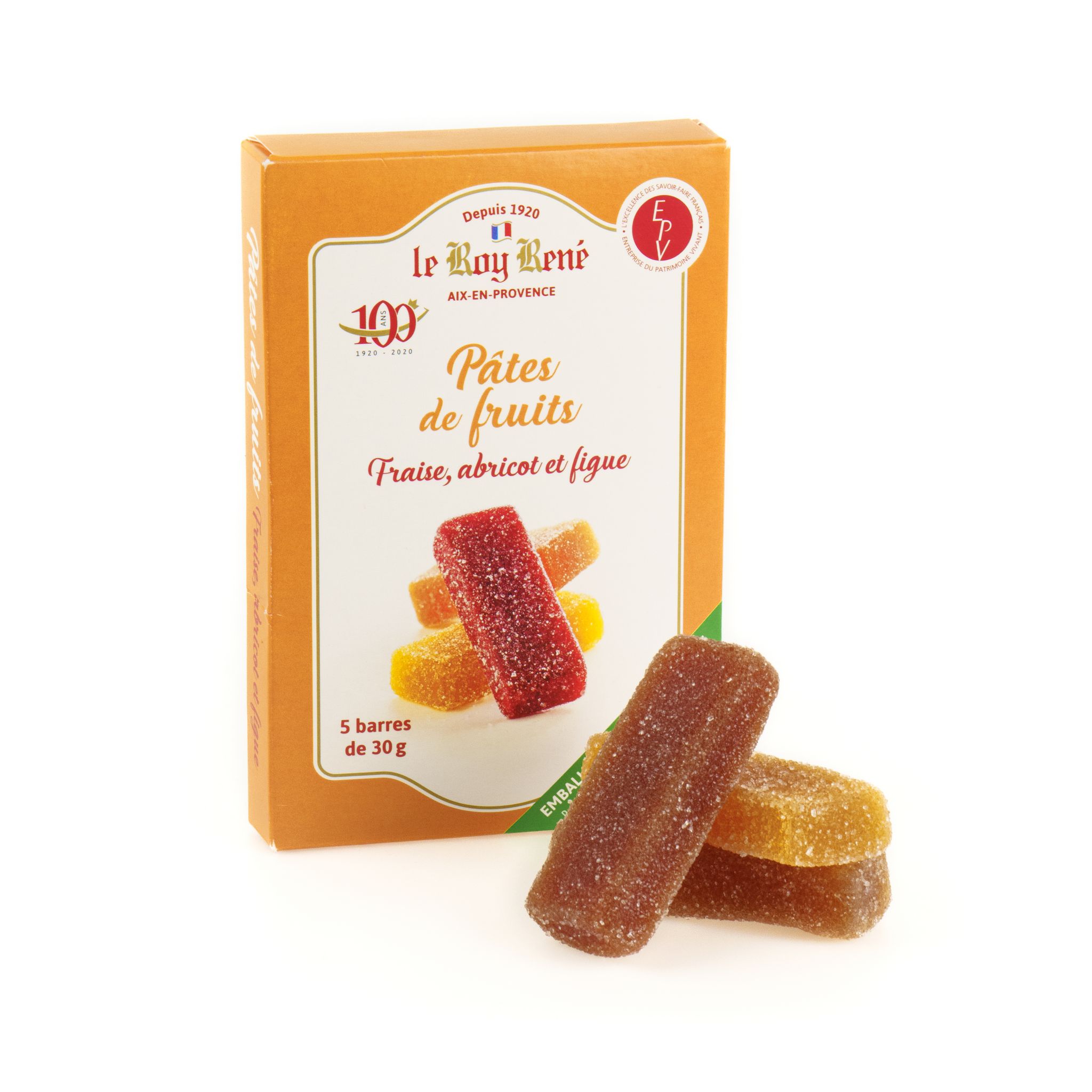 ROY RENE Pâtes de fruits à la fraise abricot et figue 5 barres 5x30g ...