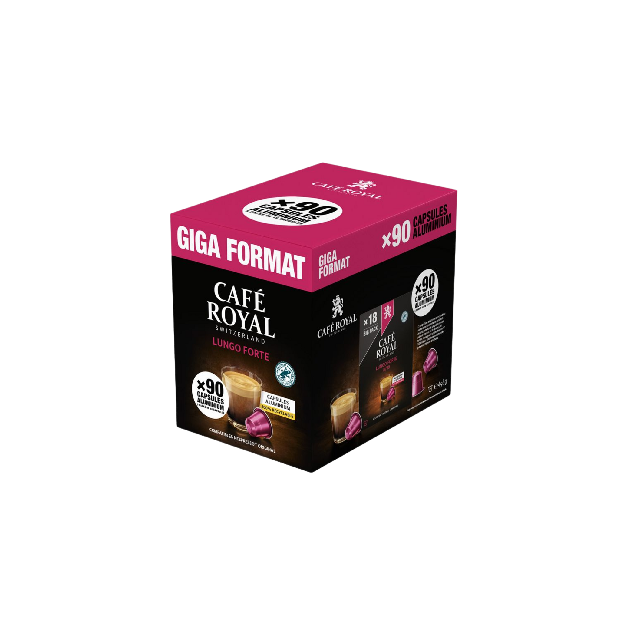 CAFE ROYAL Capsules de café lungo forte 90 capsules 465g pas cher ...