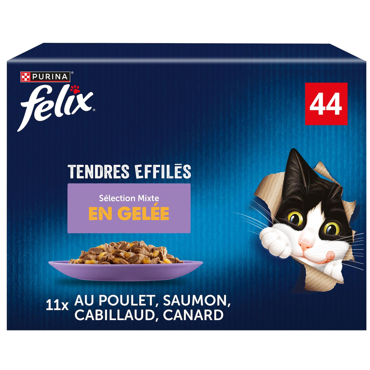 FELIX Sachets repas tendres effilés sélection mixte en gelée pour chat ...
