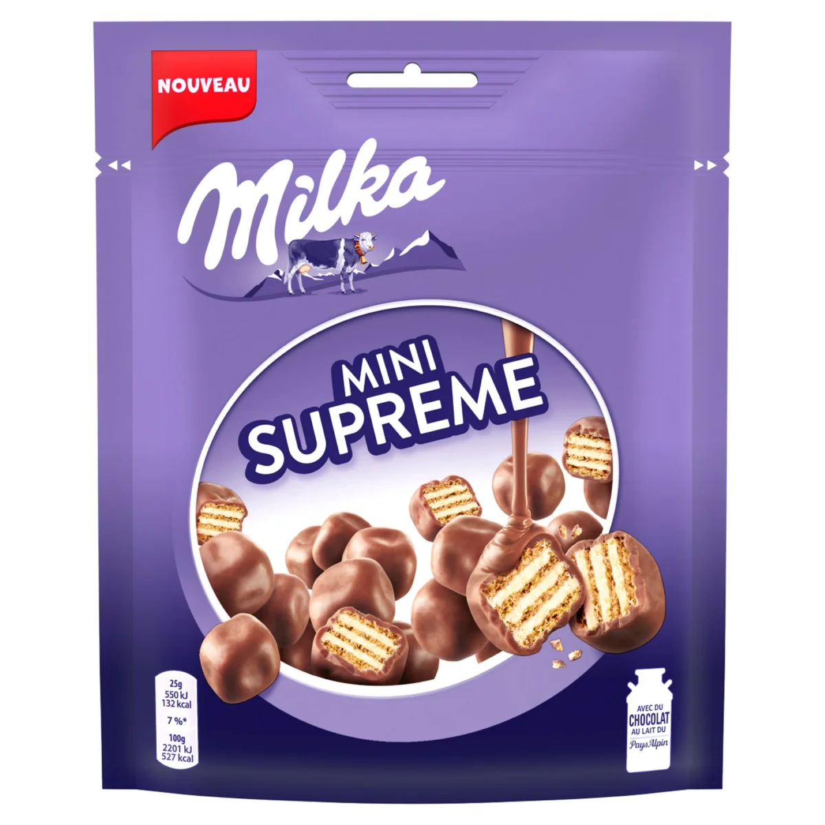 MILKA Mini suprême biscuits gaufrettes enrobées de chocolat au lait ...