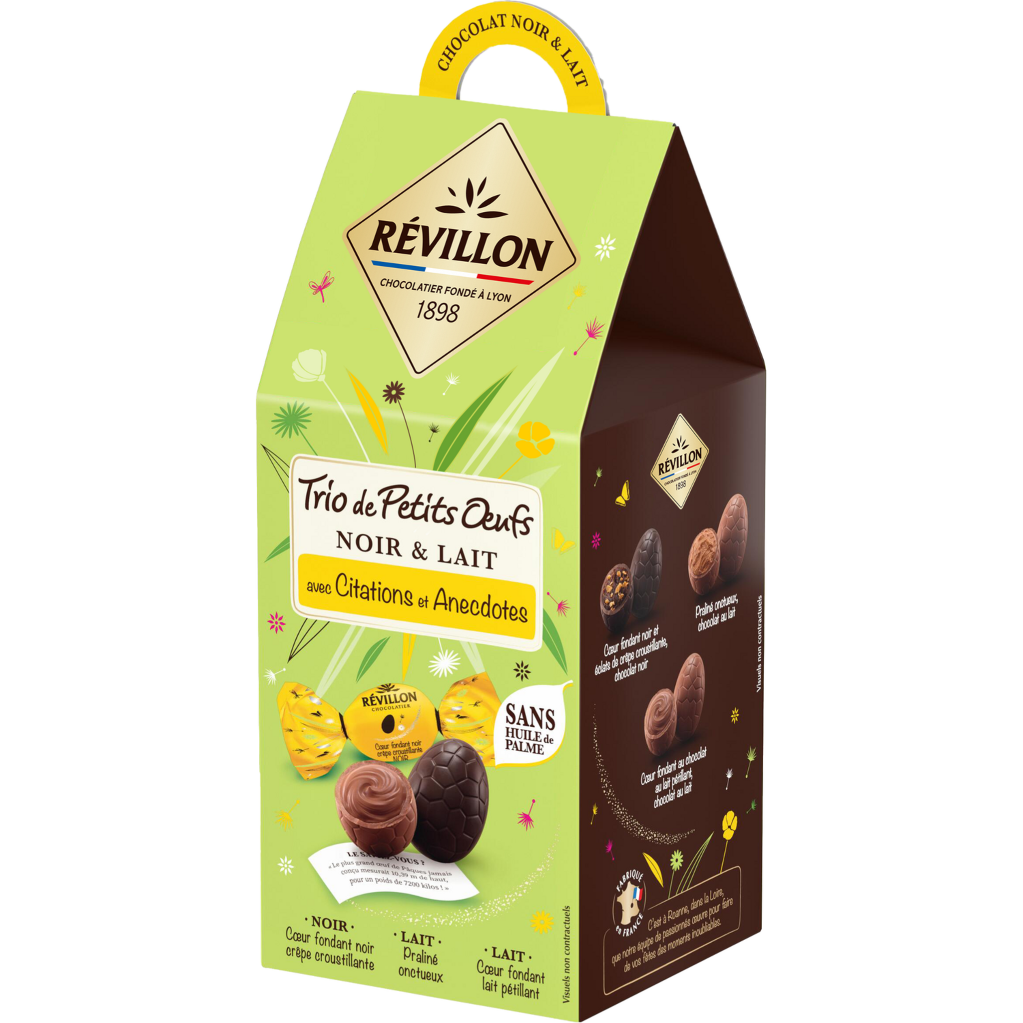REVILLON CHOCOLATIER Trio de petits œufs au chocolat noir et lait 200g ...