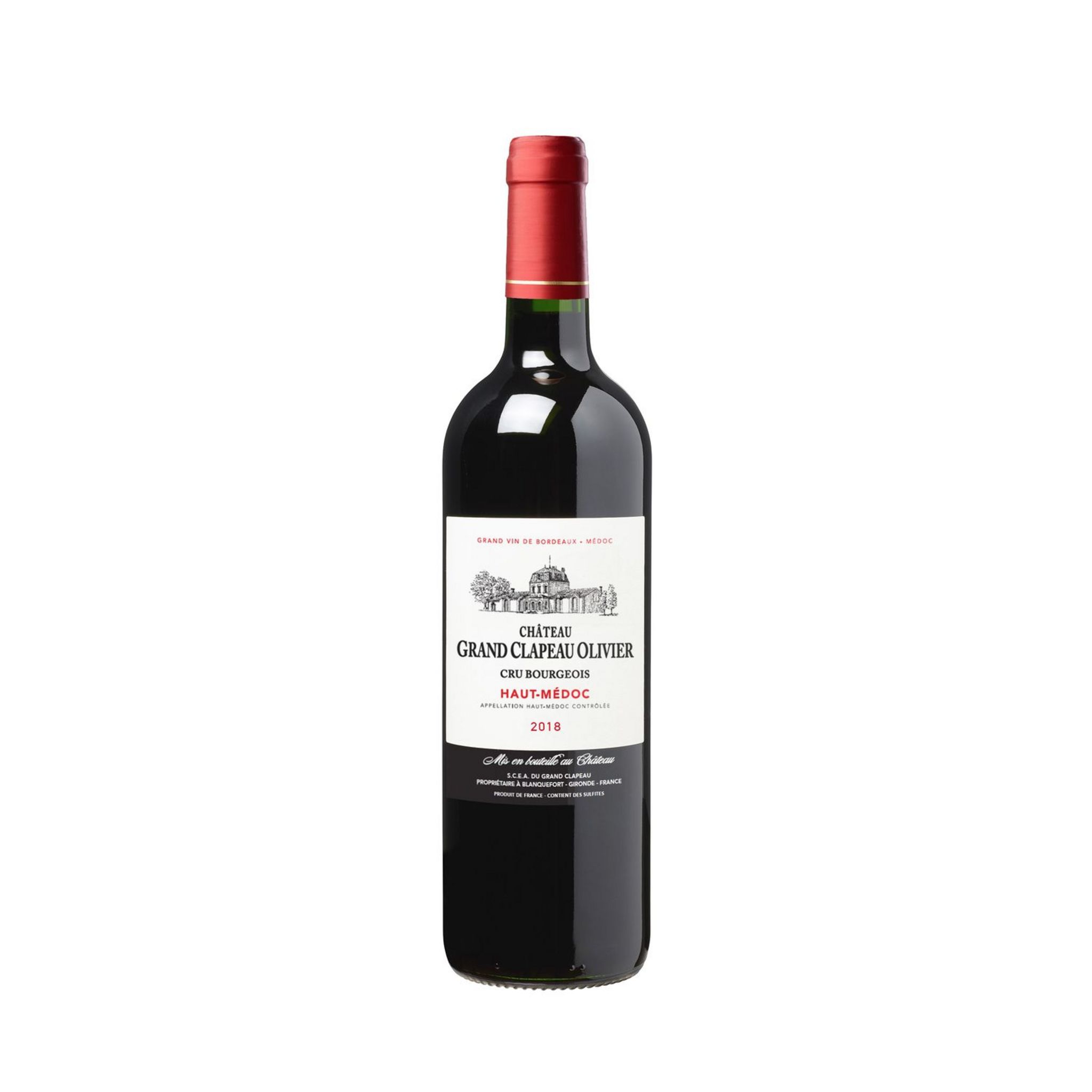 Vin rouge AOP Haut-Médoc Châteaux Grand Clapeau Olivier 2018 75cl pas ...