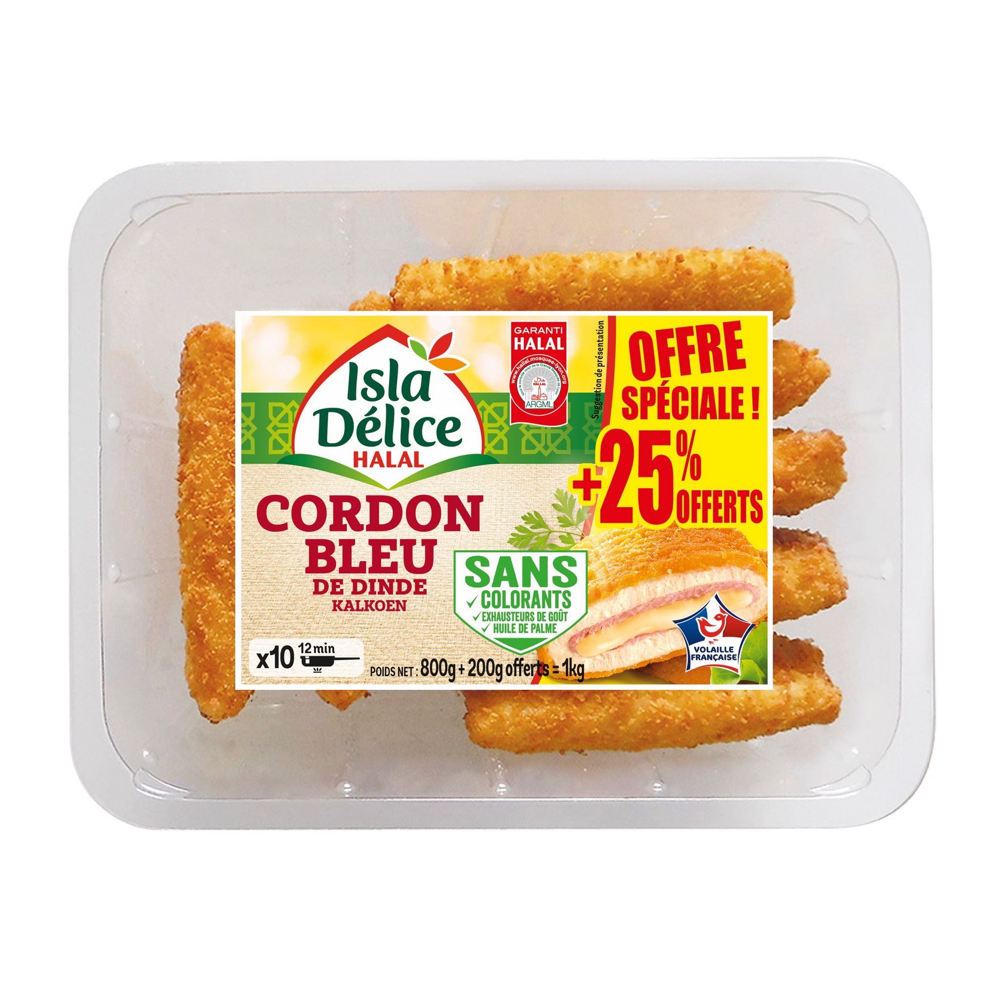 ISLA DELICE Cordon bleu de dinde sans colorants 800g + 200g offerts 1kg pas cher - Auchan.fr