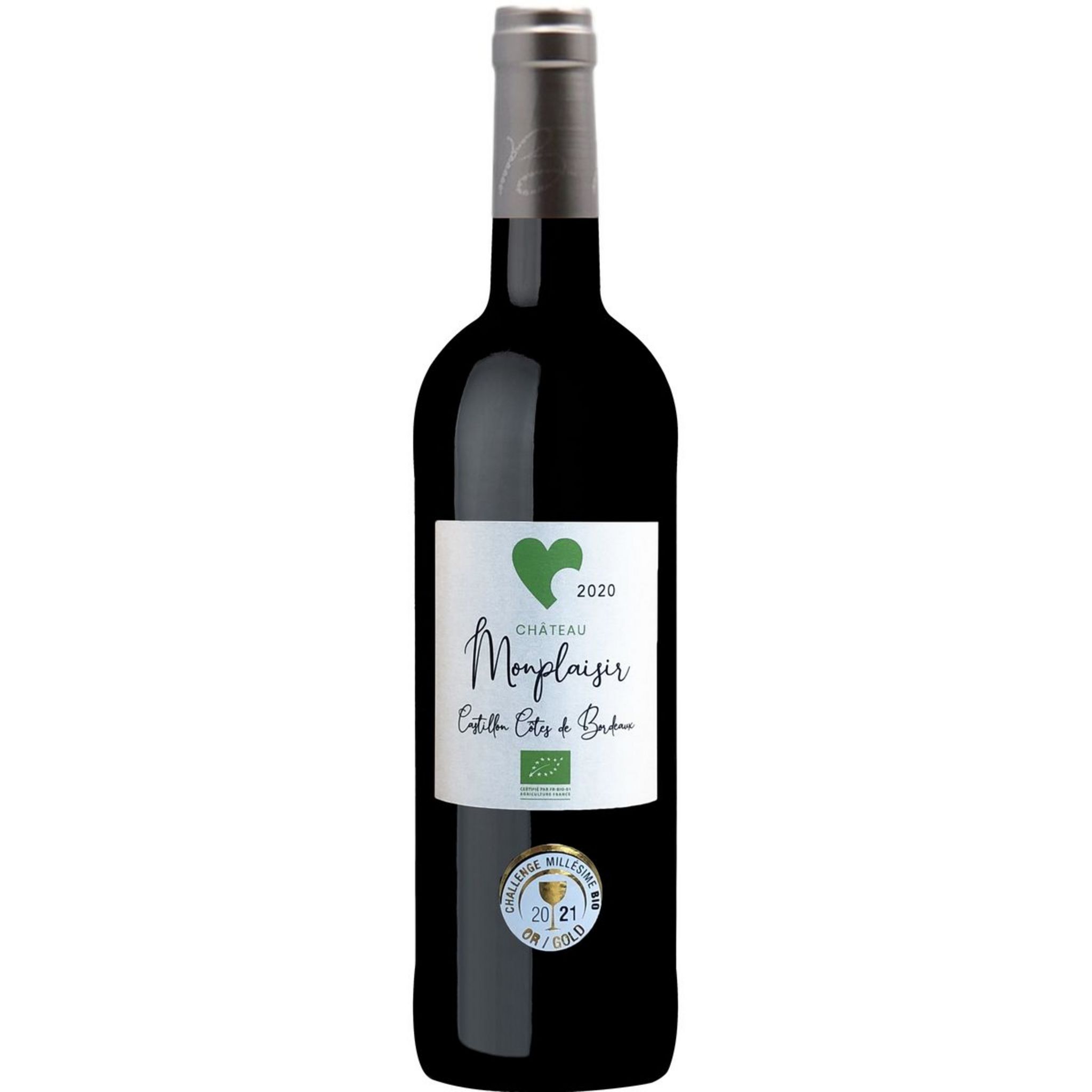 Vin rouge AOP Castillon Côtes de Bordeaux Château Monplaisir bio 2020 ...