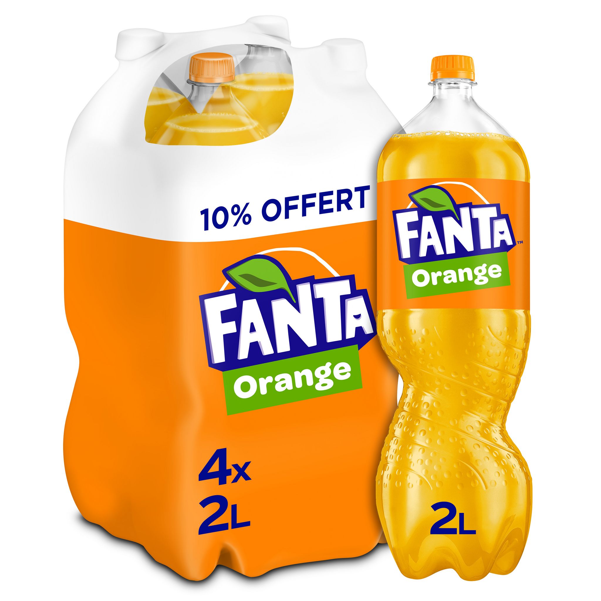 FANTA Boissons gazeuse au jus d'orange avec sucre et édulcorants 4x2l ...